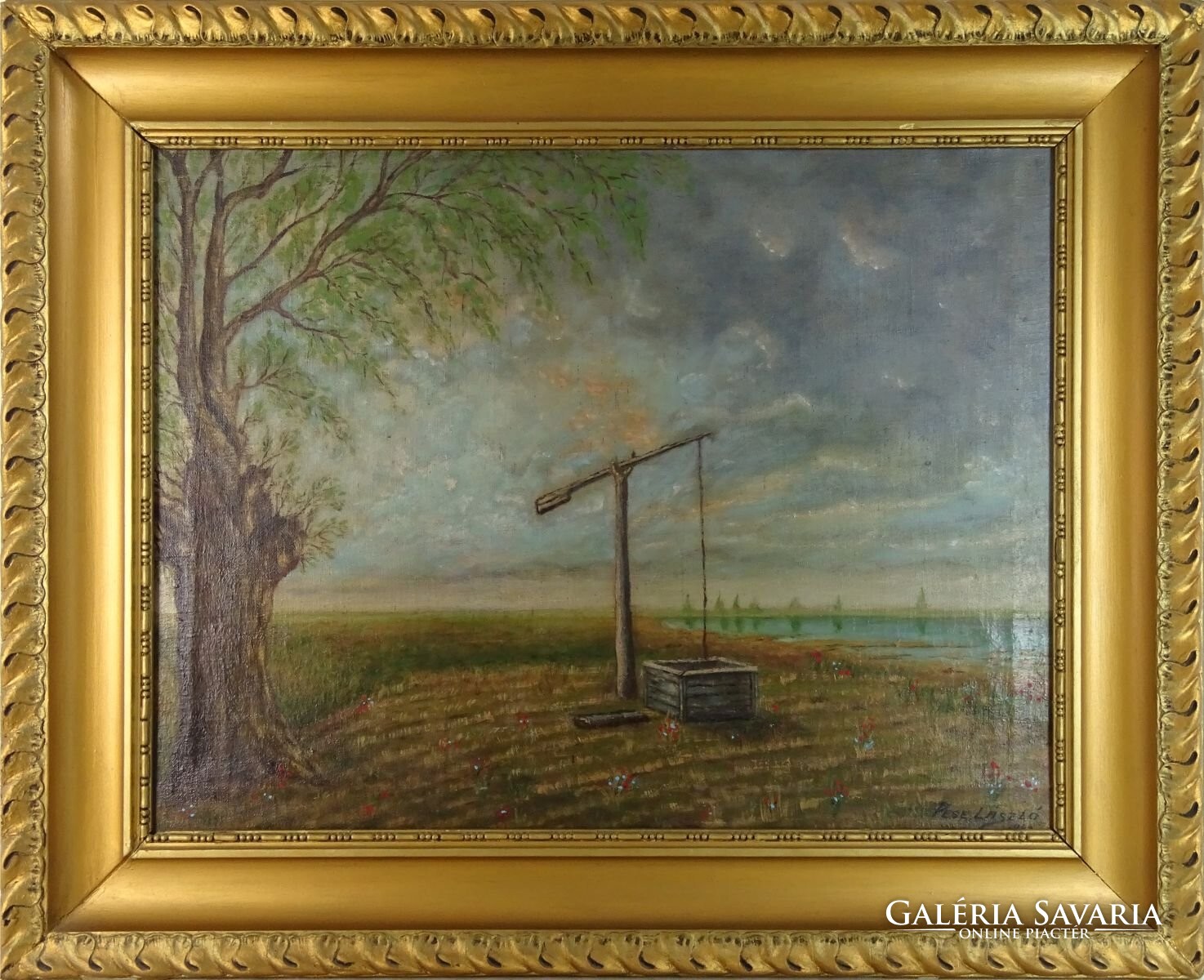 0M335 Pege László : Gémes kút a Tisza mellett 1943 - Festmény | Galéria ...