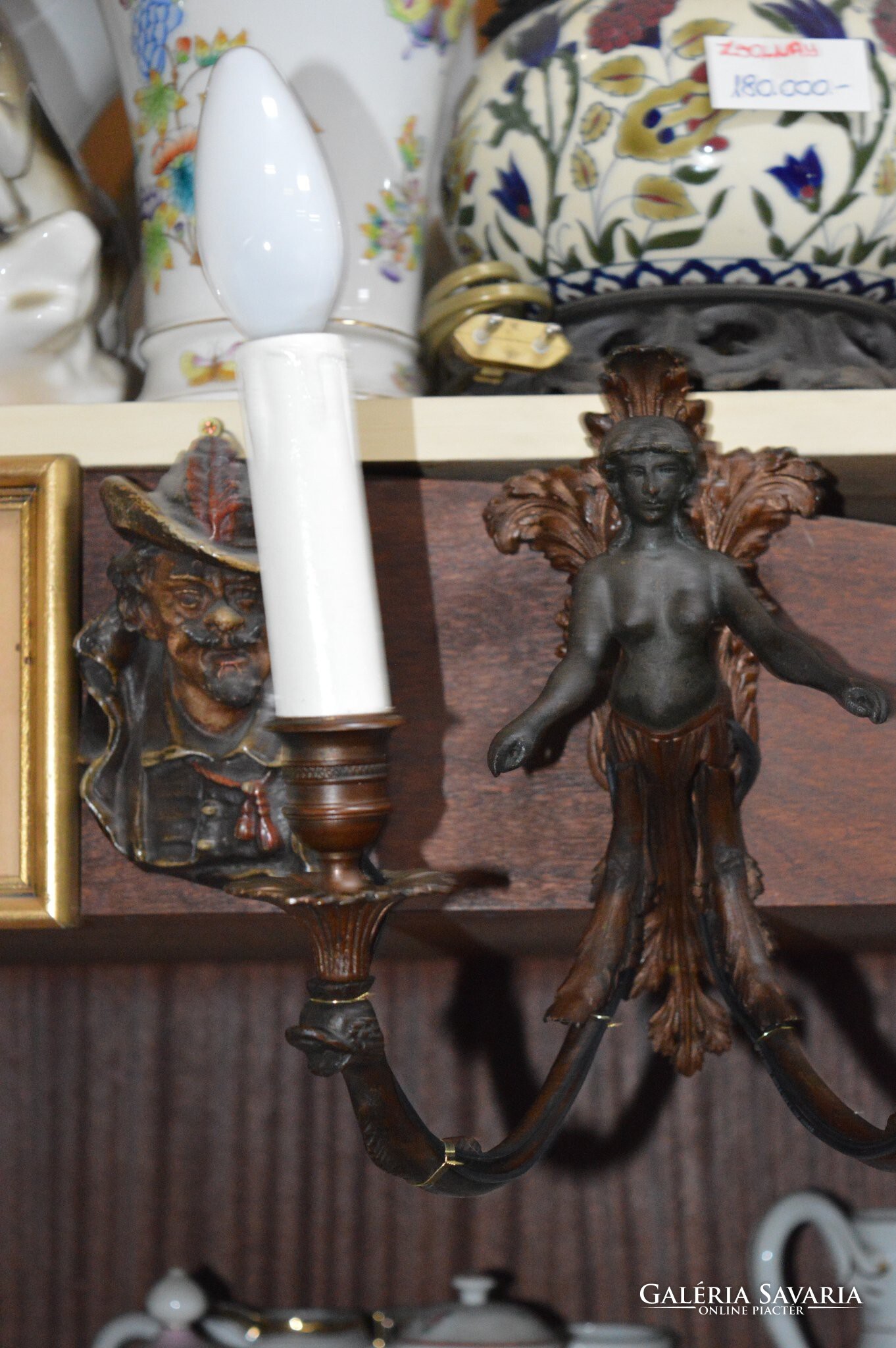 Figurális 2 ágú réz falikar - Lámpa, csillár | Galéria Savaria online ...