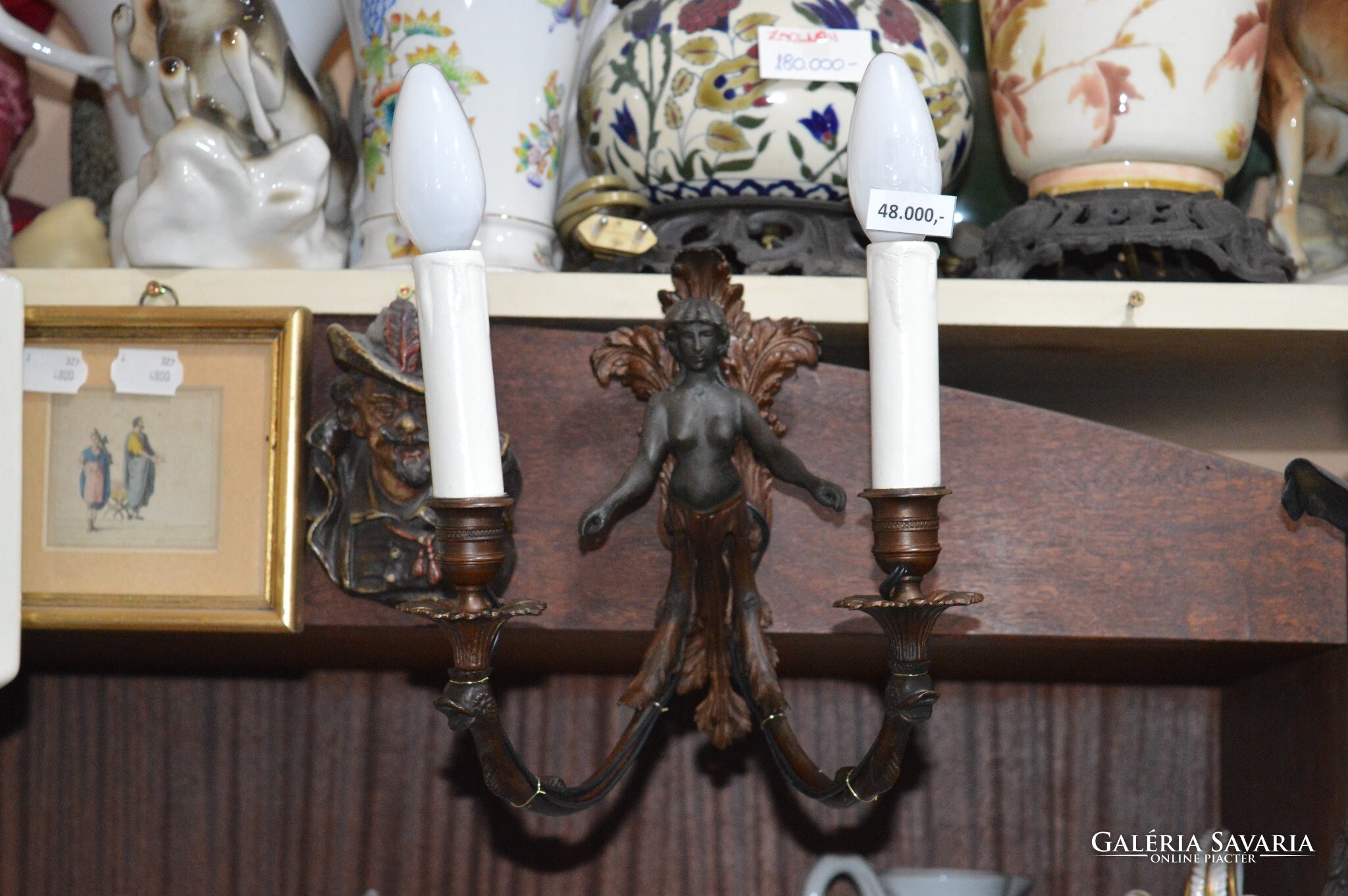 Figurális 2 ágú réz falikar - Lámpa, csillár | Galéria Savaria online ...