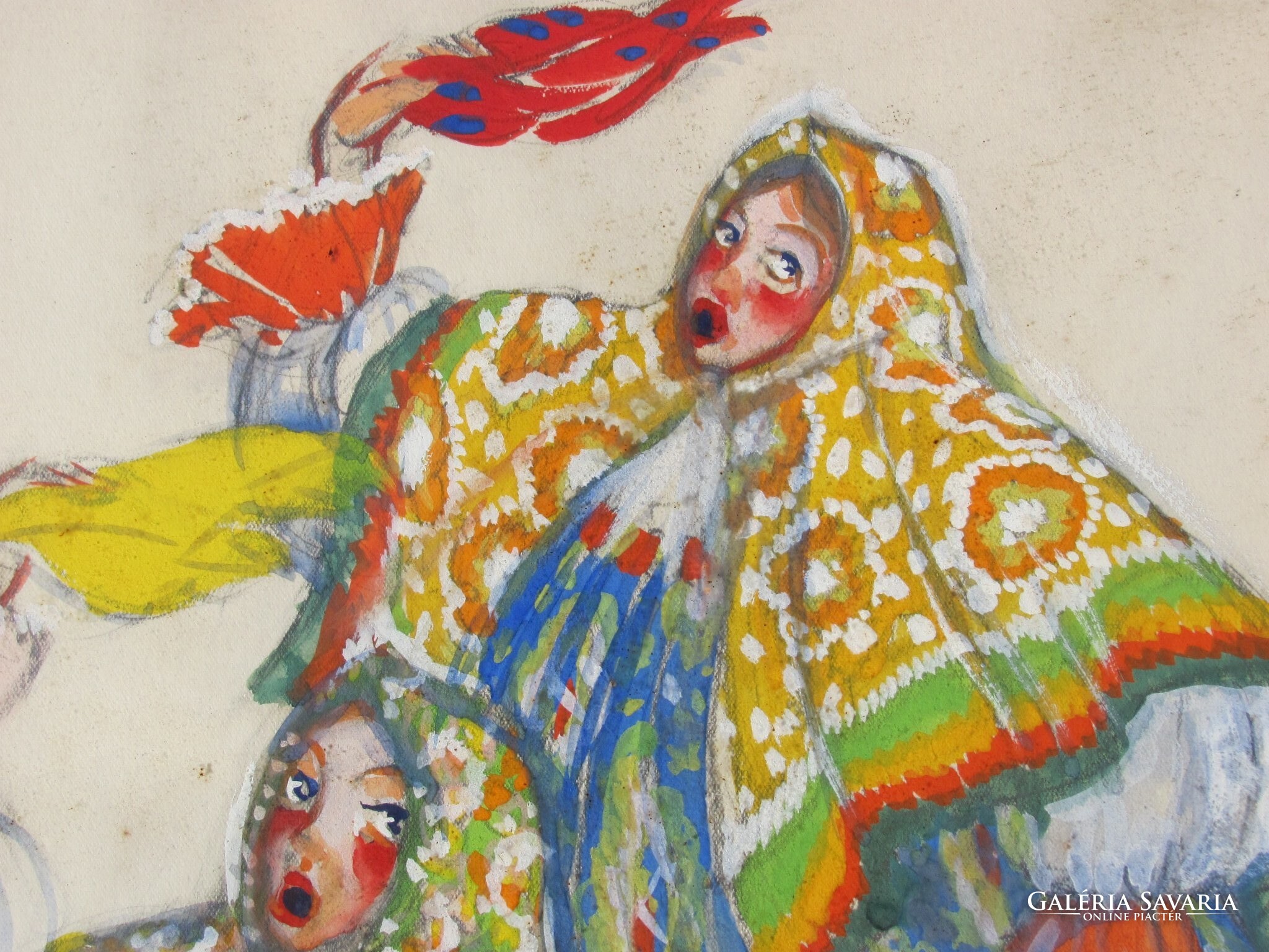 Attributed to Gyula Gróf Batthyány: singing girls in folk costumes ...