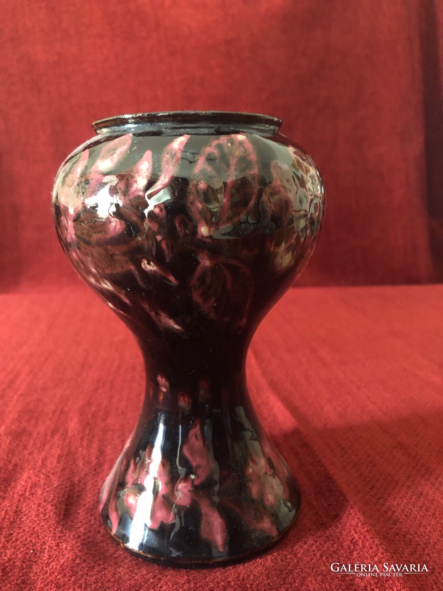 Hódmezővásárhelyi népi szecessziós kerámia váza, HMV Kis Sándor ...