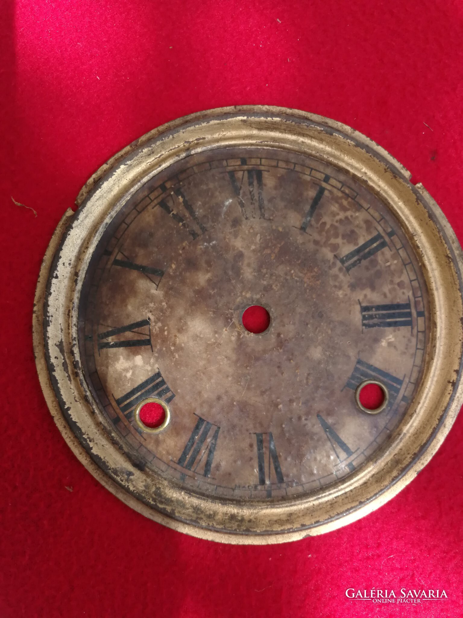 Antique clock face made of plate for 2 wind-up, wall clocks or table ...