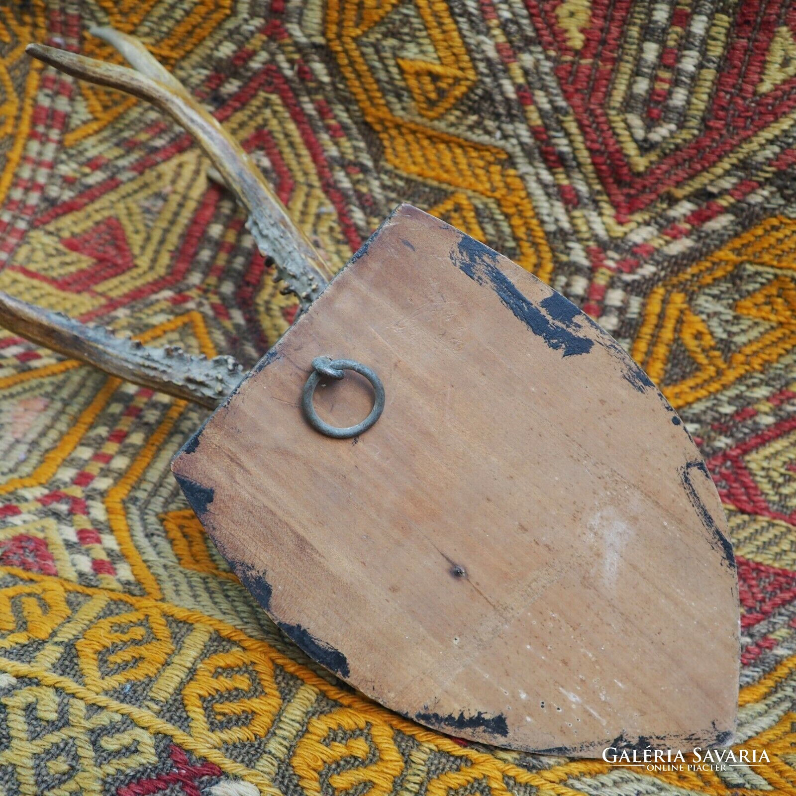 1931 Szignózott Vadász Trófea őz Szarvas Agancs Koponya Faragott Tölgy ...