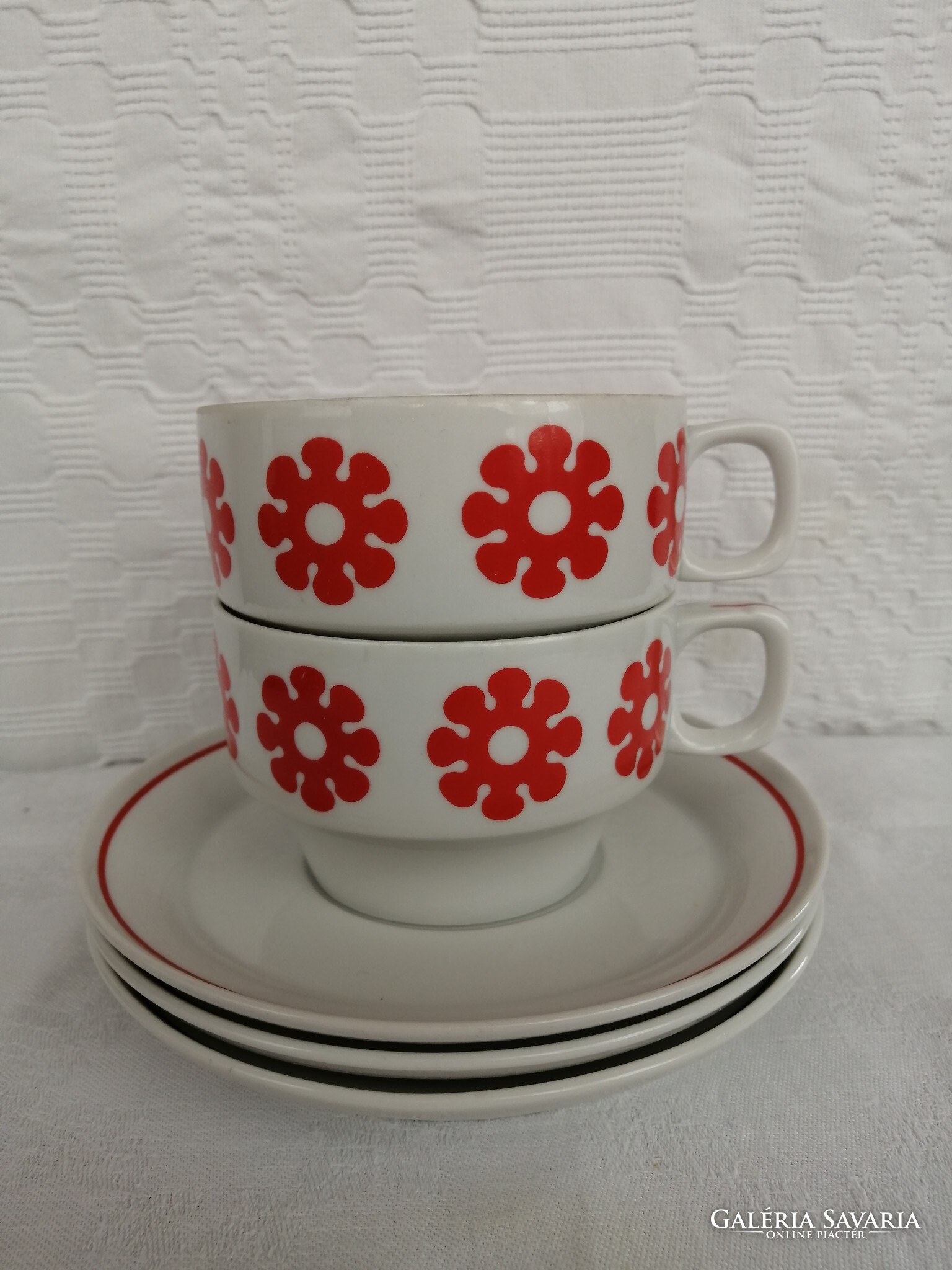 Raven house stylized flower / amoeba patterned tea cup pair ...