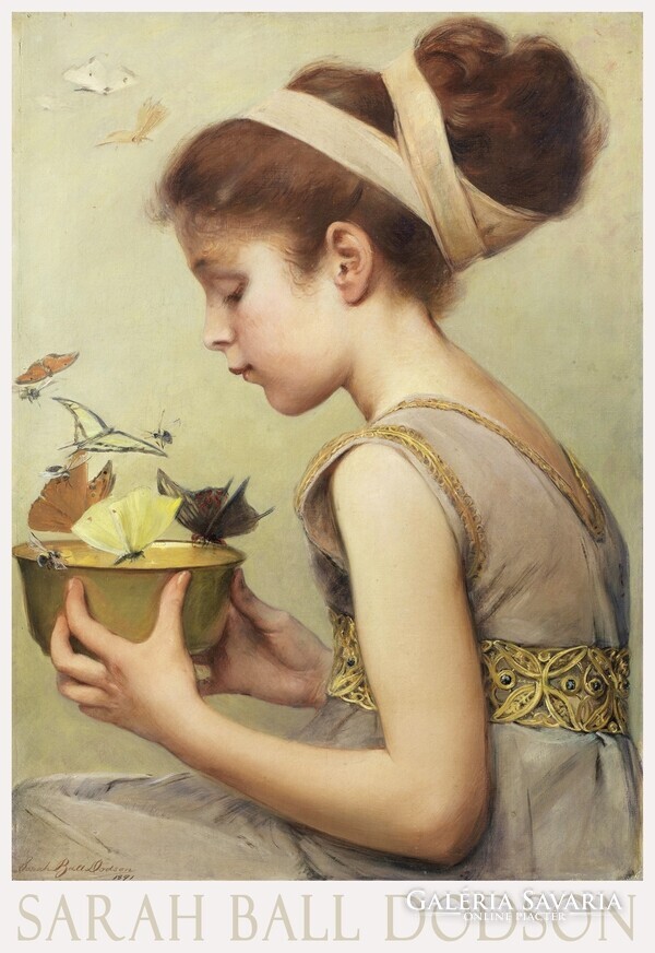 Sarah Dodson Butterflies 1891 Oil Painting Art Poster Little Girl ...
