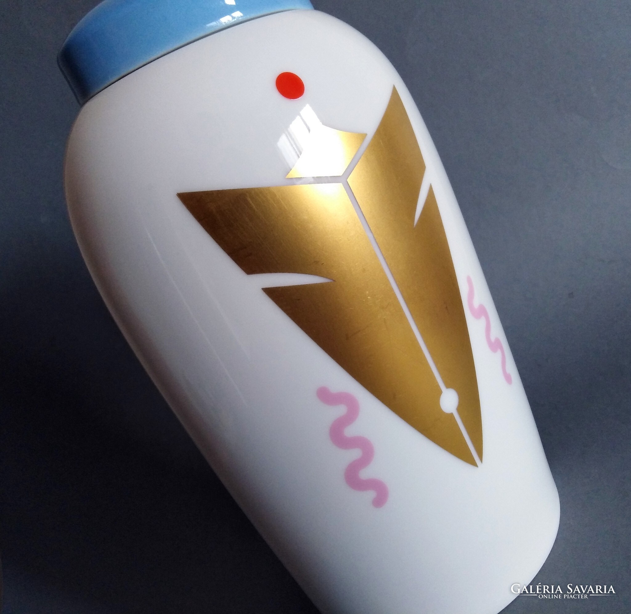 Limitált Alessandro Mendini posztmodern fedeles váza/tégely, Rosenthal ...