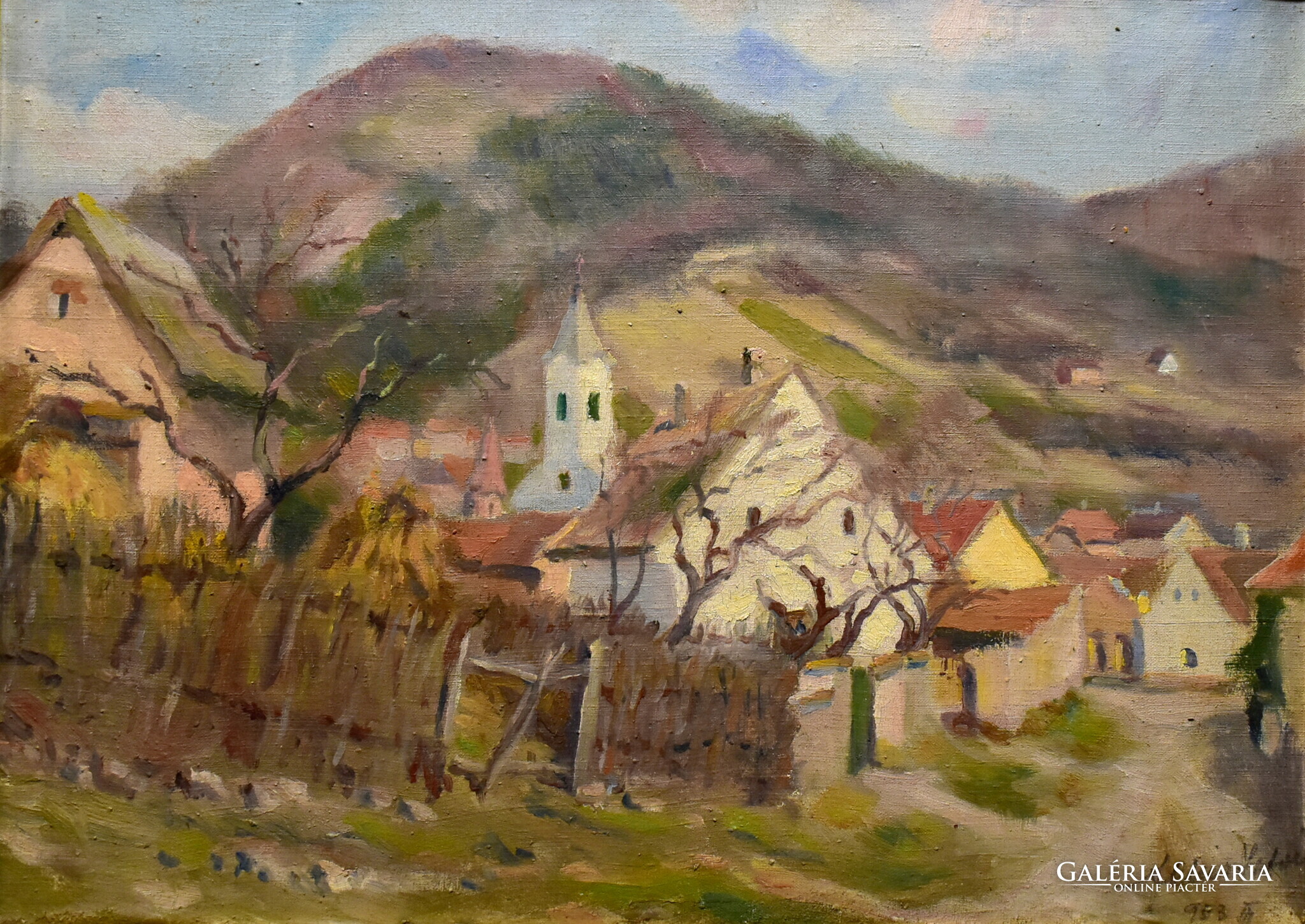 István Fehér (?): Marked: village landscape 1953 - Paintings | Galeria ...