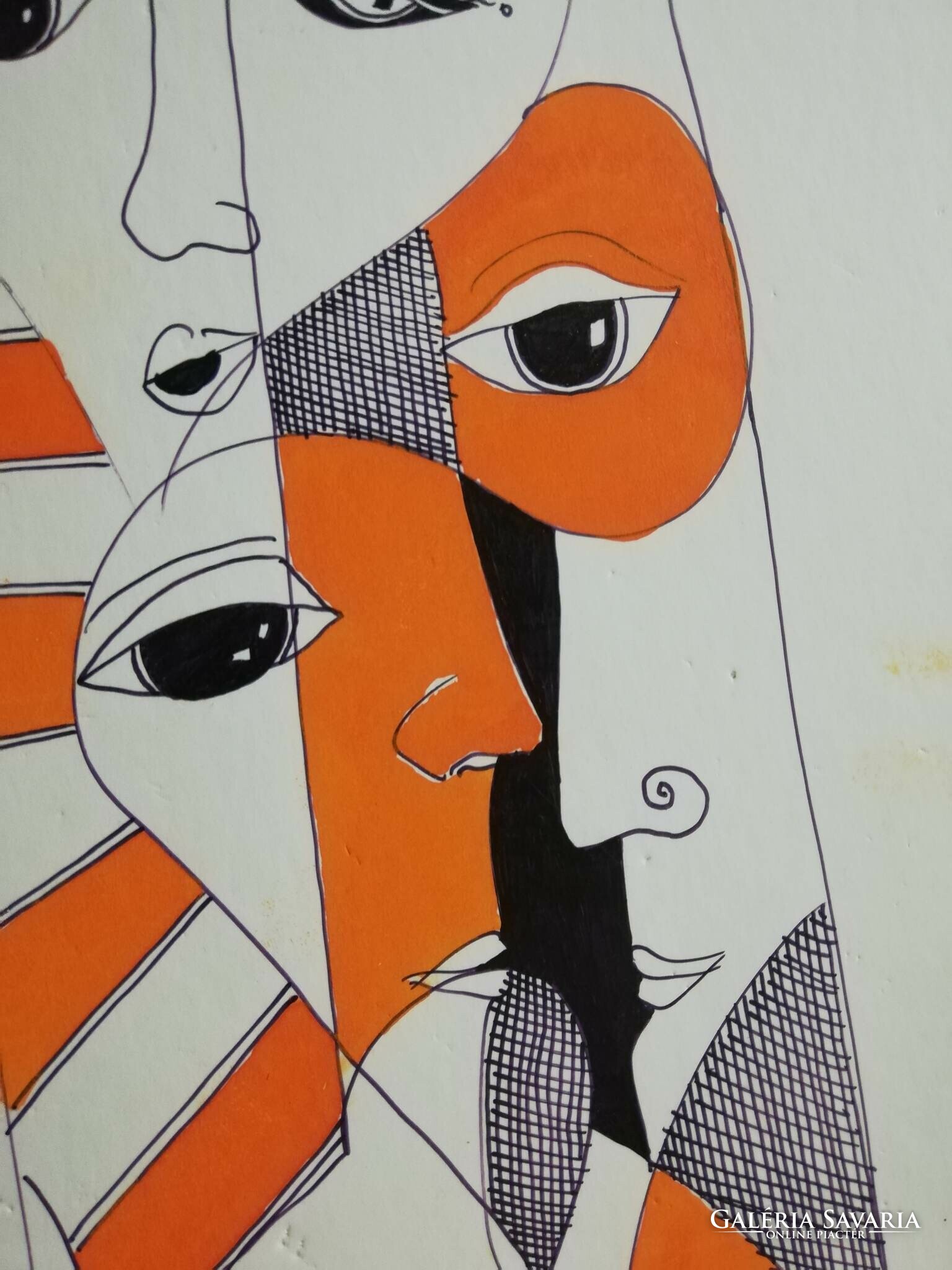 Parkas original Saxon Károly István abstract ink drawing black white ...