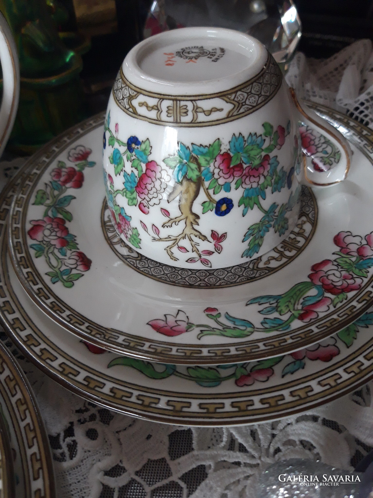 Angol Indian Tree mintás porcelán 3 részes teás szett - Porcelán ...