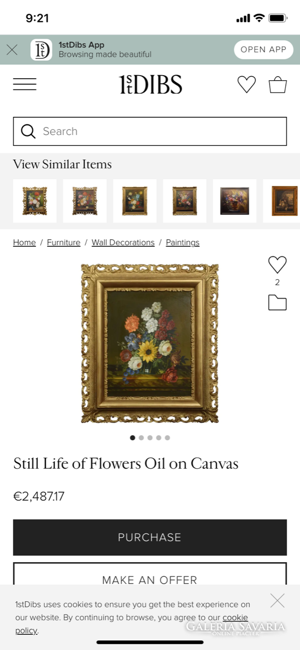 Wenzel Adam Rudorfer: Virág csendélet FESTMÉNY, Olaj vásznon ...