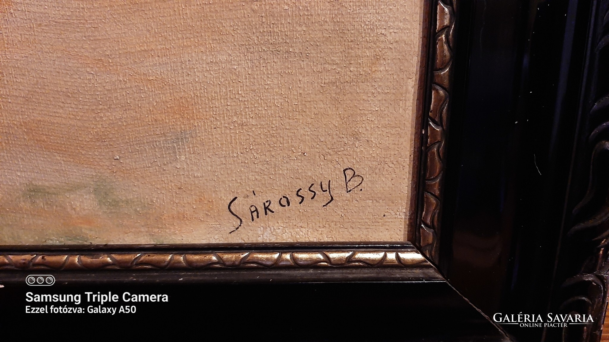 Sárossy B festőművész. lovas festmény( korának megfelelő állapotban a ...