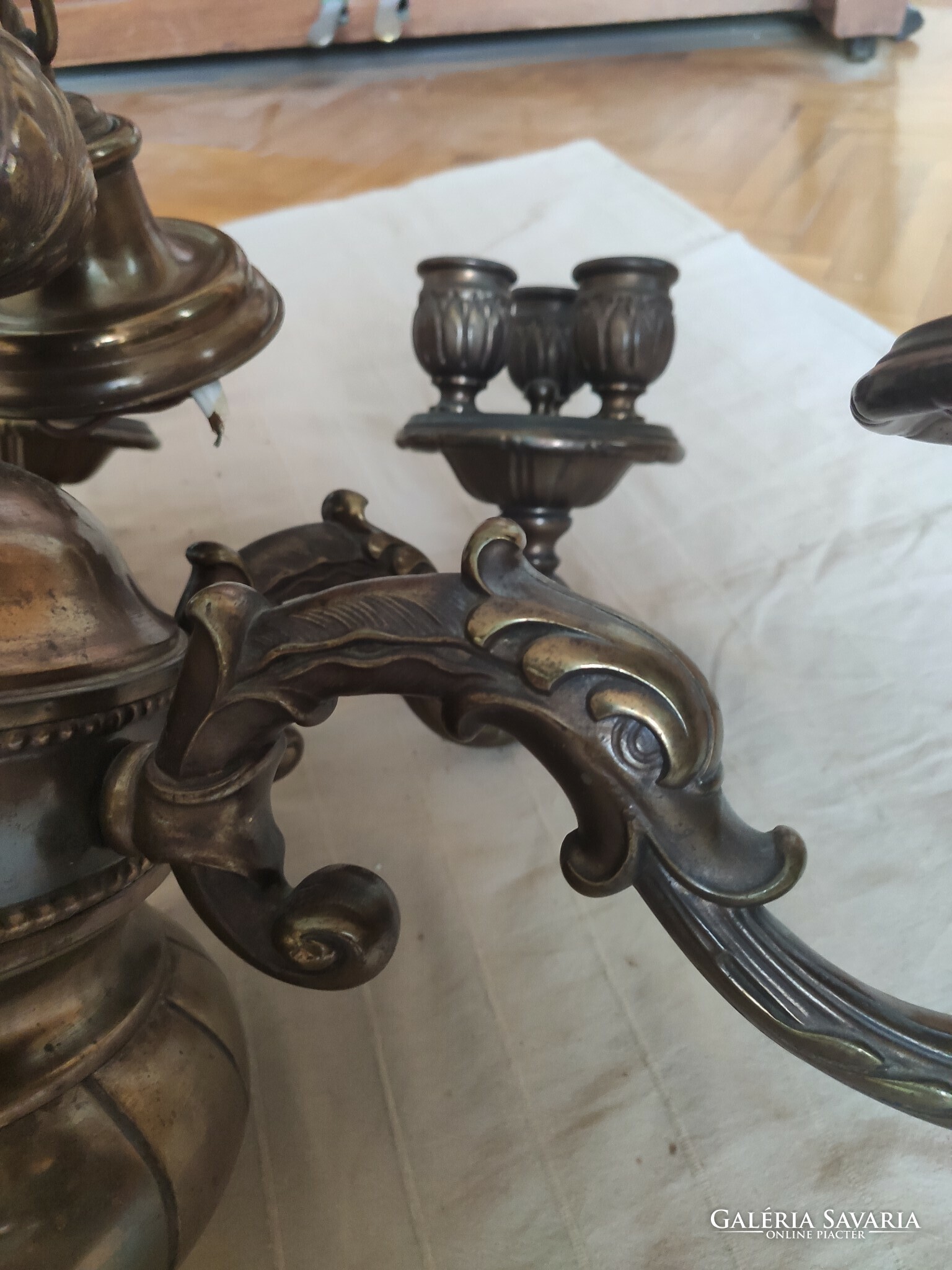 Antik réz testű hatkaros mennyezeti lámpa függőlámpa csillár - Lámpa ...