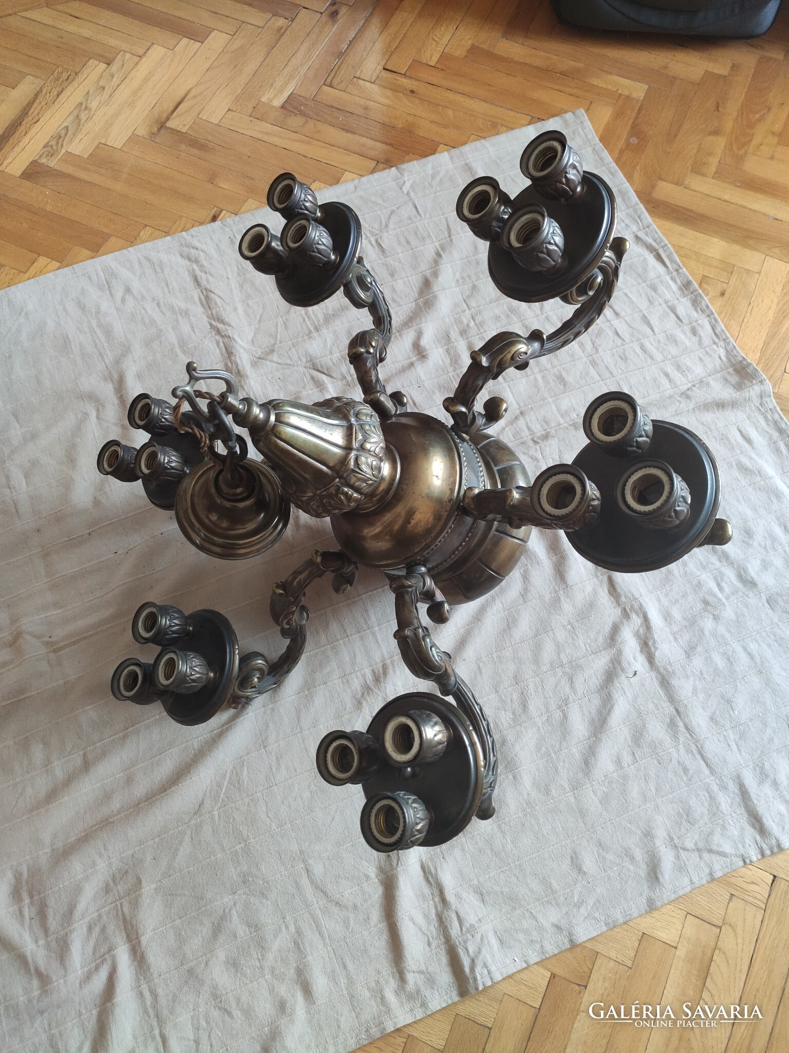 Antik réz testű hatkaros mennyezeti lámpa függőlámpa csillár - Lámpa ...