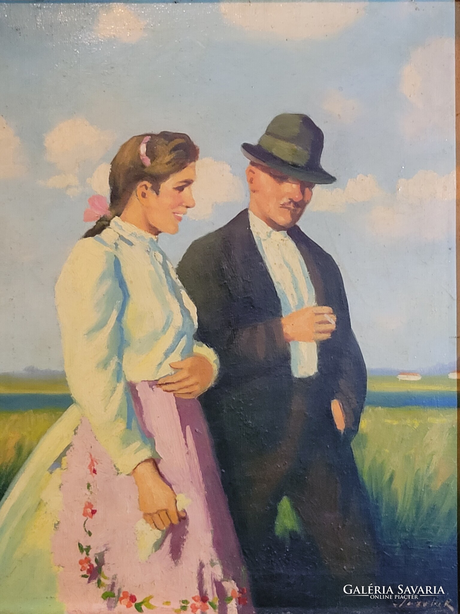 Parobek Alajos (1896-1947) Udvarlás gyönyörű eredeti festmény ...