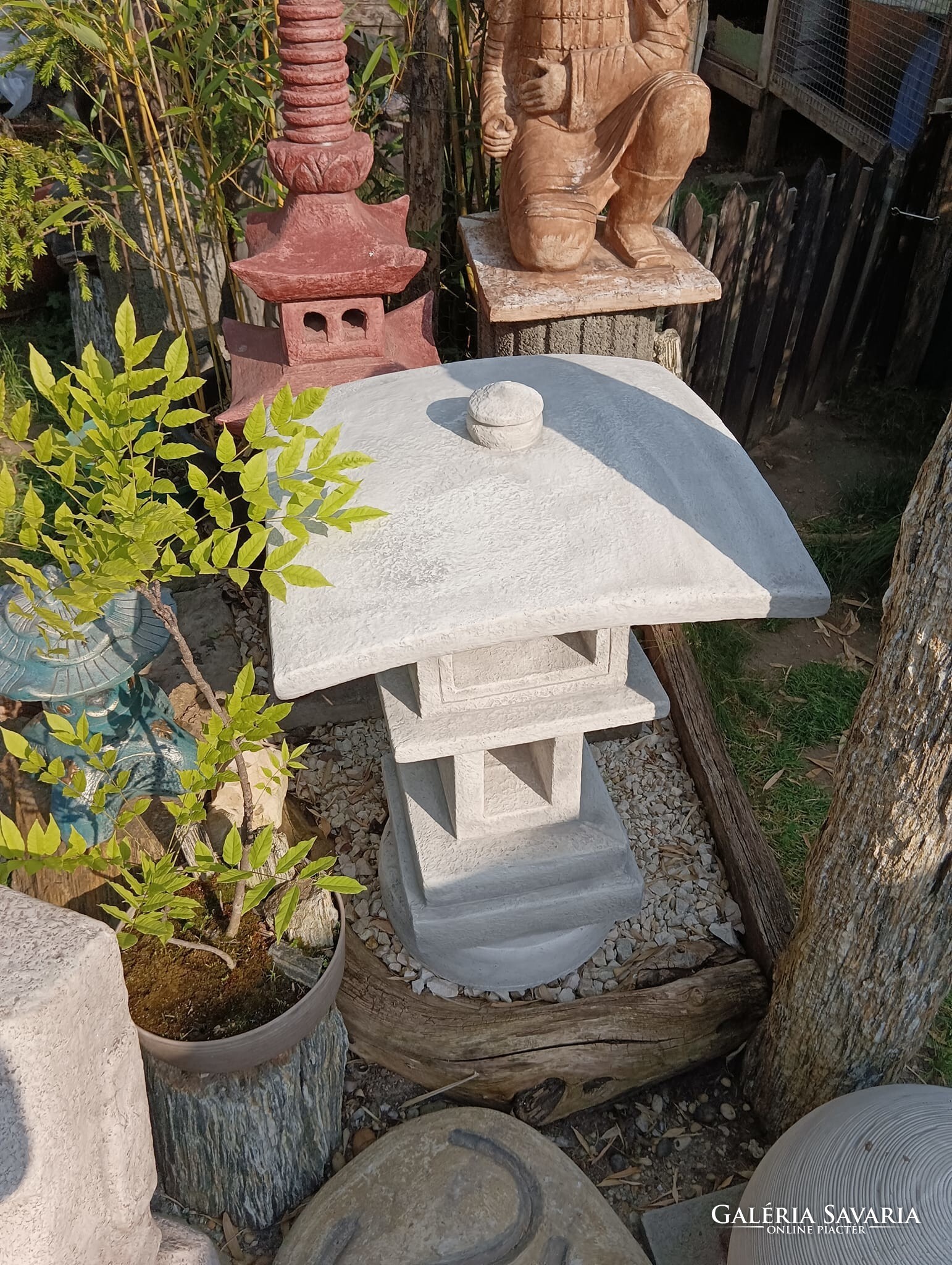 Extra Ritka Nagy 80cm Japán kertépítő Kő lámpa Feng Shui kerti tó ...