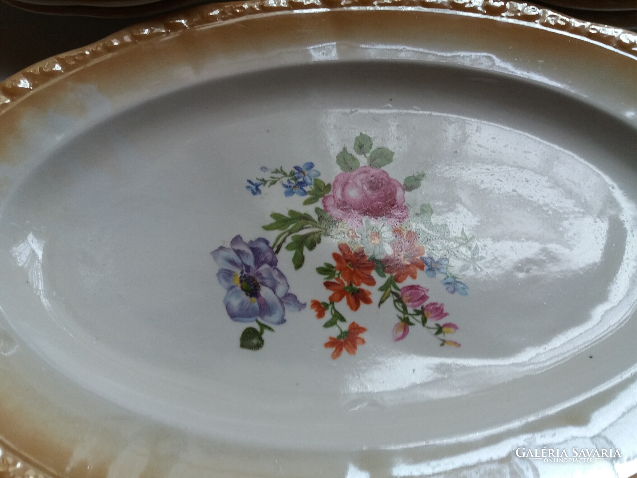 Antik Zsolnai Irizáló széllel virág mintás Éva sorozat - Porcelán ...