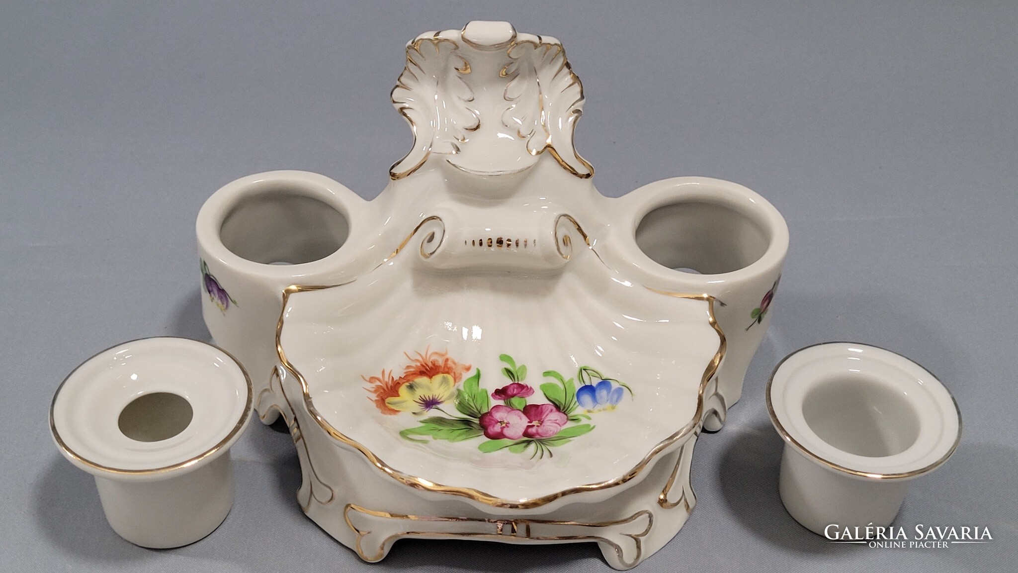 Herendi virág mintás tinta tartó, kalamáris - Porcelán | Galéria ...