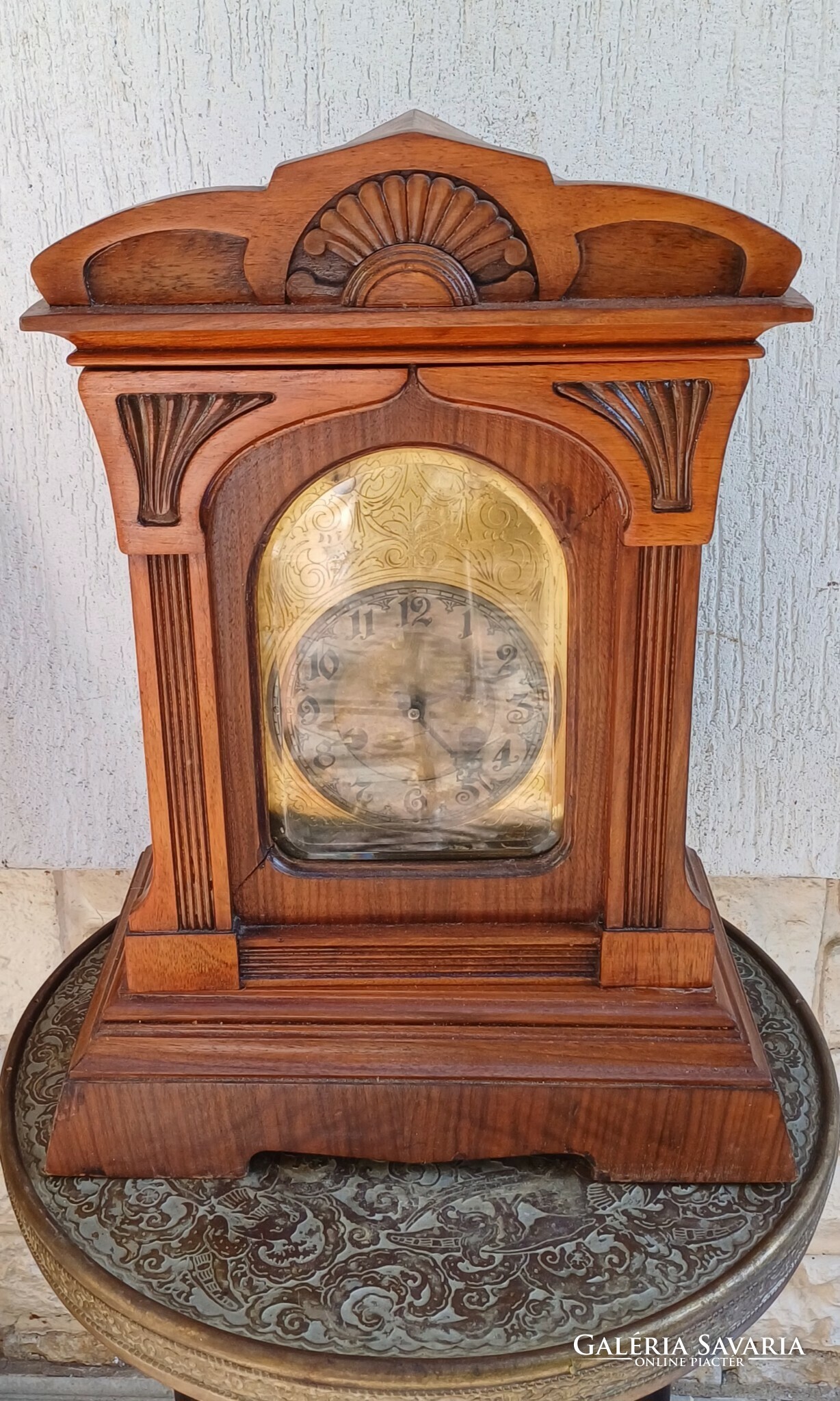 Leàraztam !Szecessziós asztali kandalló óra bim-bam feles ütős csiszolt ...