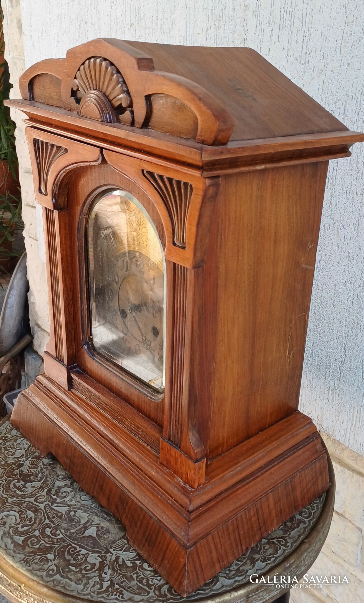 Leàraztam !Szecessziós asztali kandalló óra bim-bam feles ütős csiszolt ...