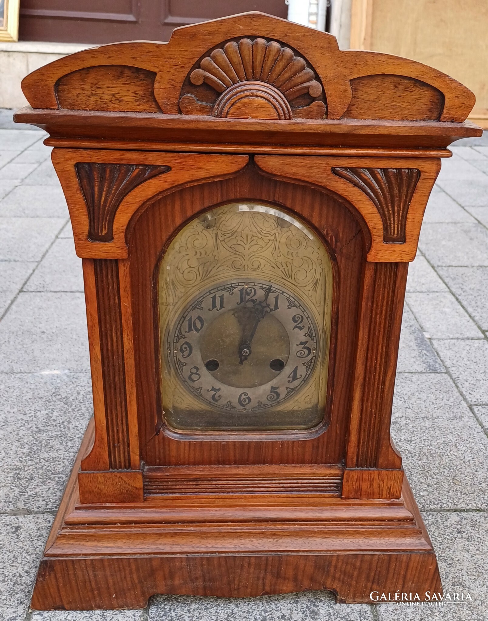 Leàraztam !Szecessziós asztali kandalló óra bim-bam feles ütős csiszolt ...