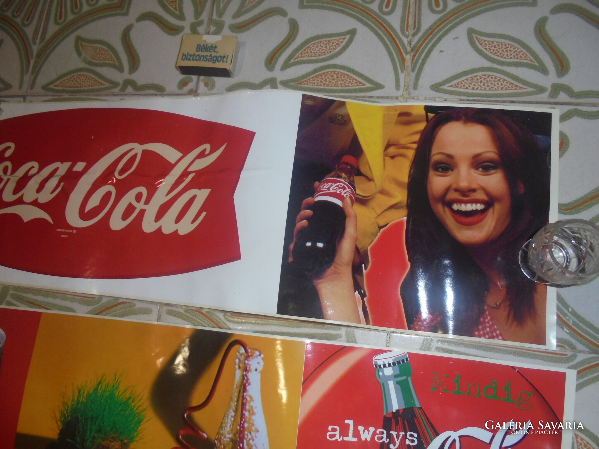 Három darab retro Coca-Cola, Coca colás reklám matrica együtt ...