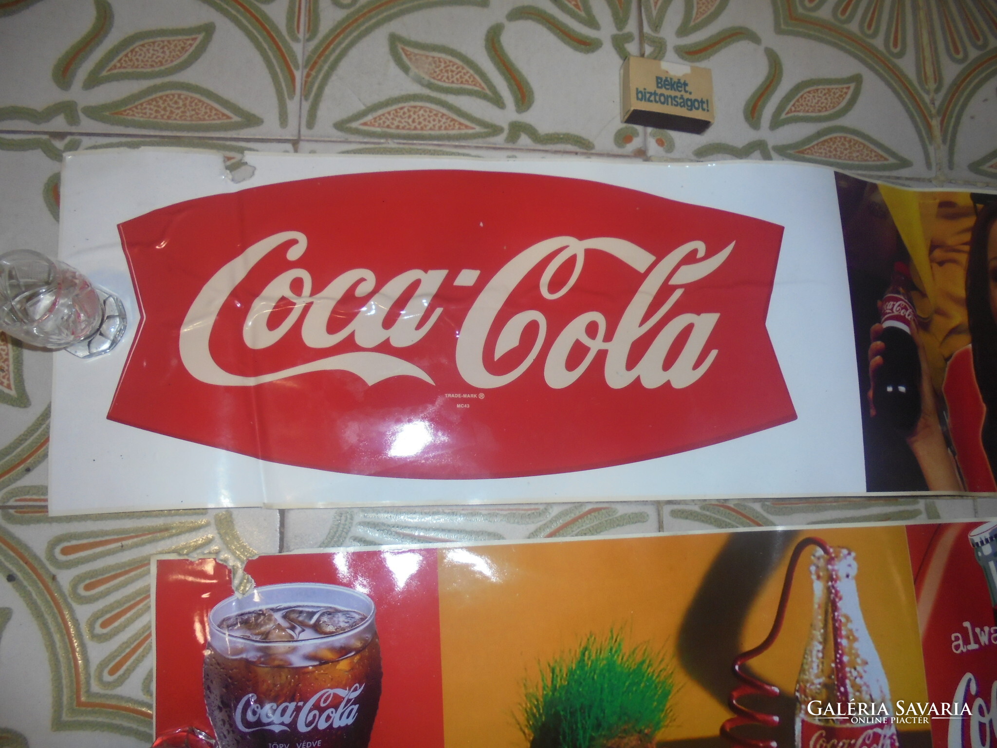 Három darab retro Coca-Cola, Coca colás reklám matrica együtt ...