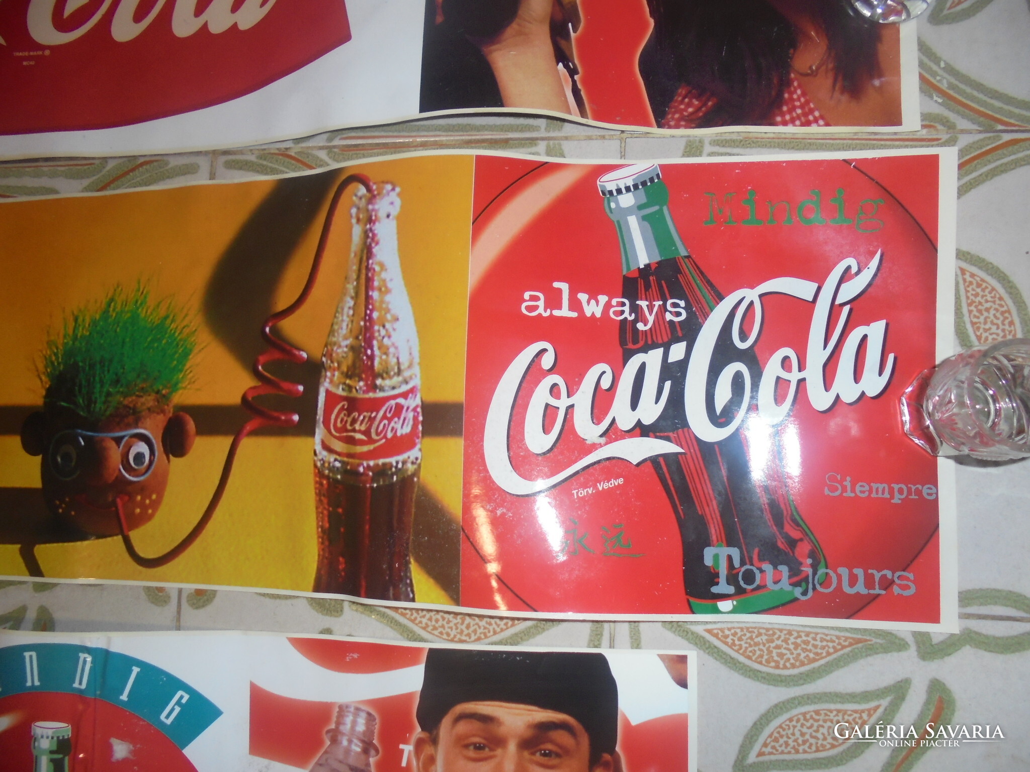 Három darab retro Coca-Cola, Coca colás reklám matrica együtt ...