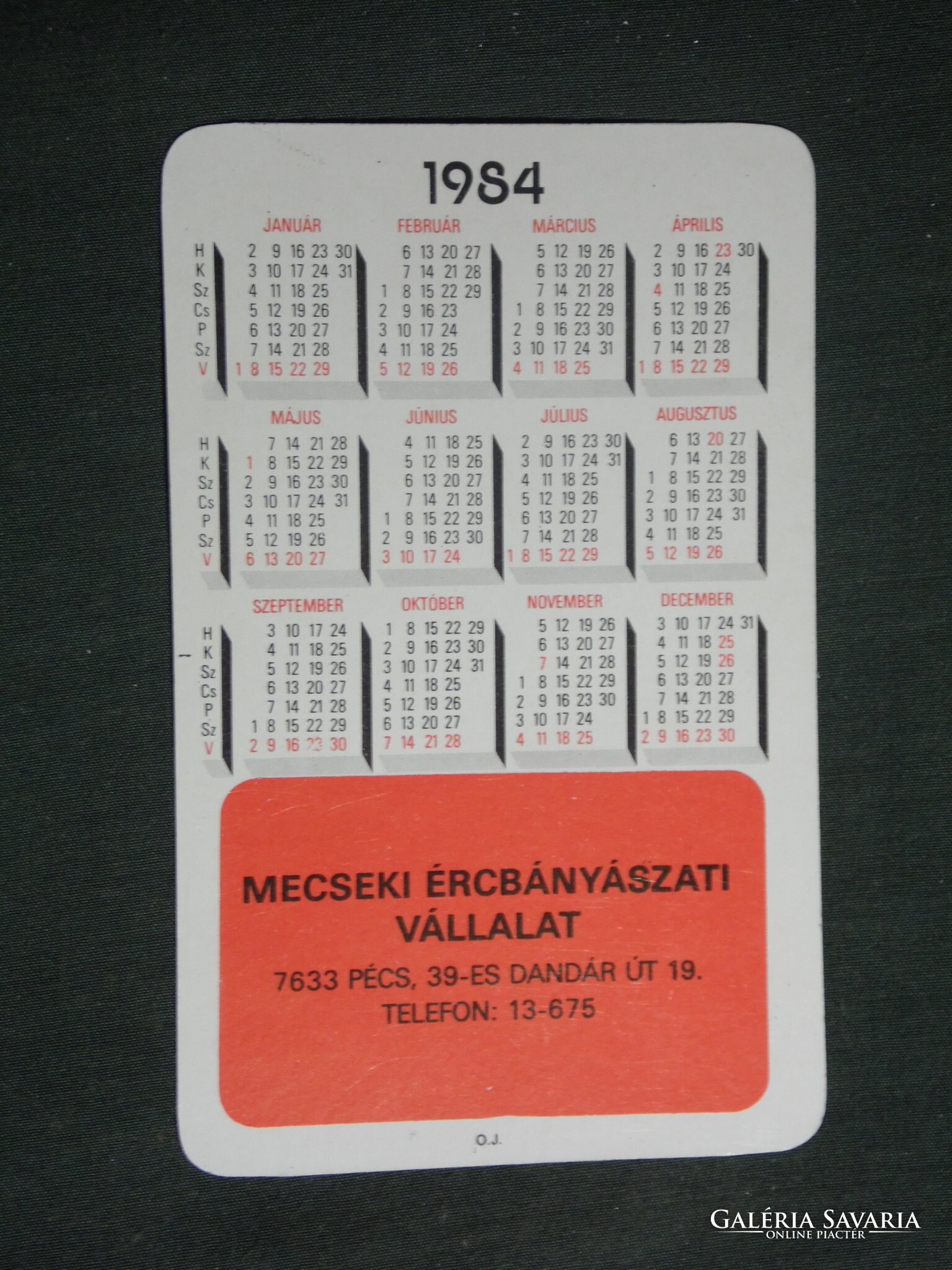 Kártyanaptár, Mecseki ércbányász vállalat, újság, Pécs, bánya rakodógép ...