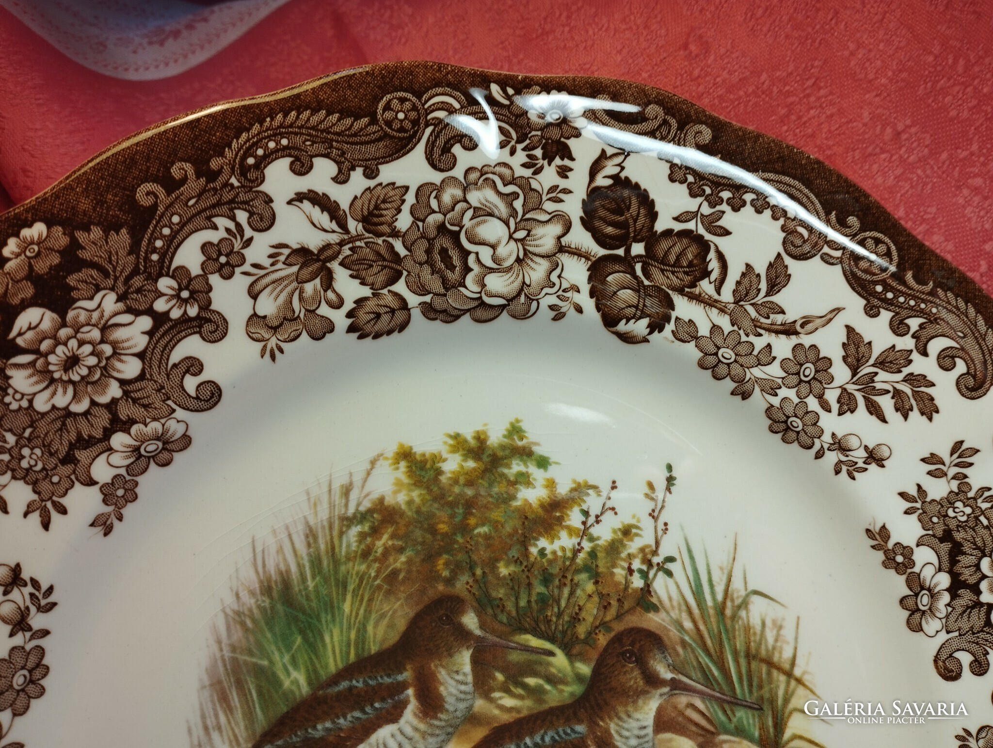 Royal Worcester, Palissy, gyönyörű angol porcelán nagy lapos kínáló tál ...