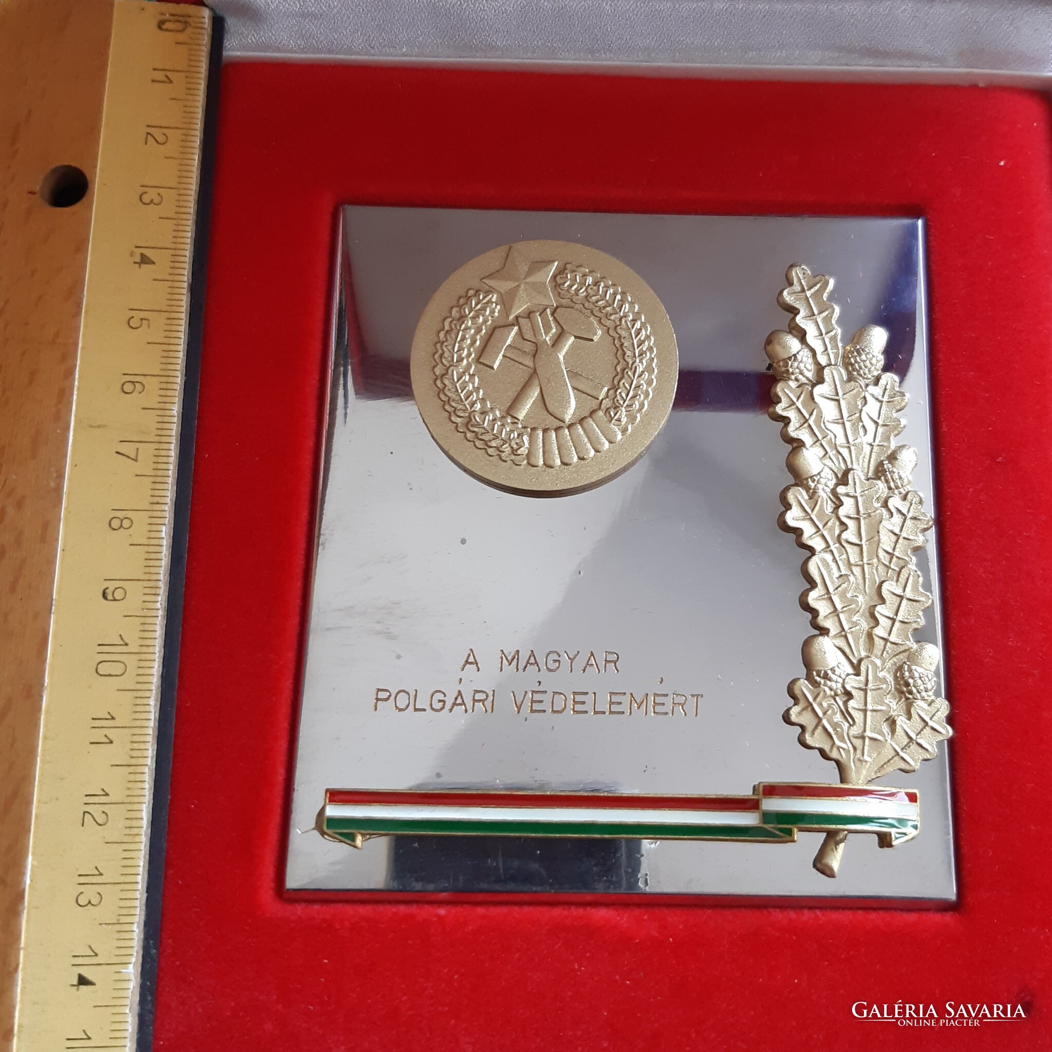 For the Hungarian Civil Defense, award plaque in its original box ...