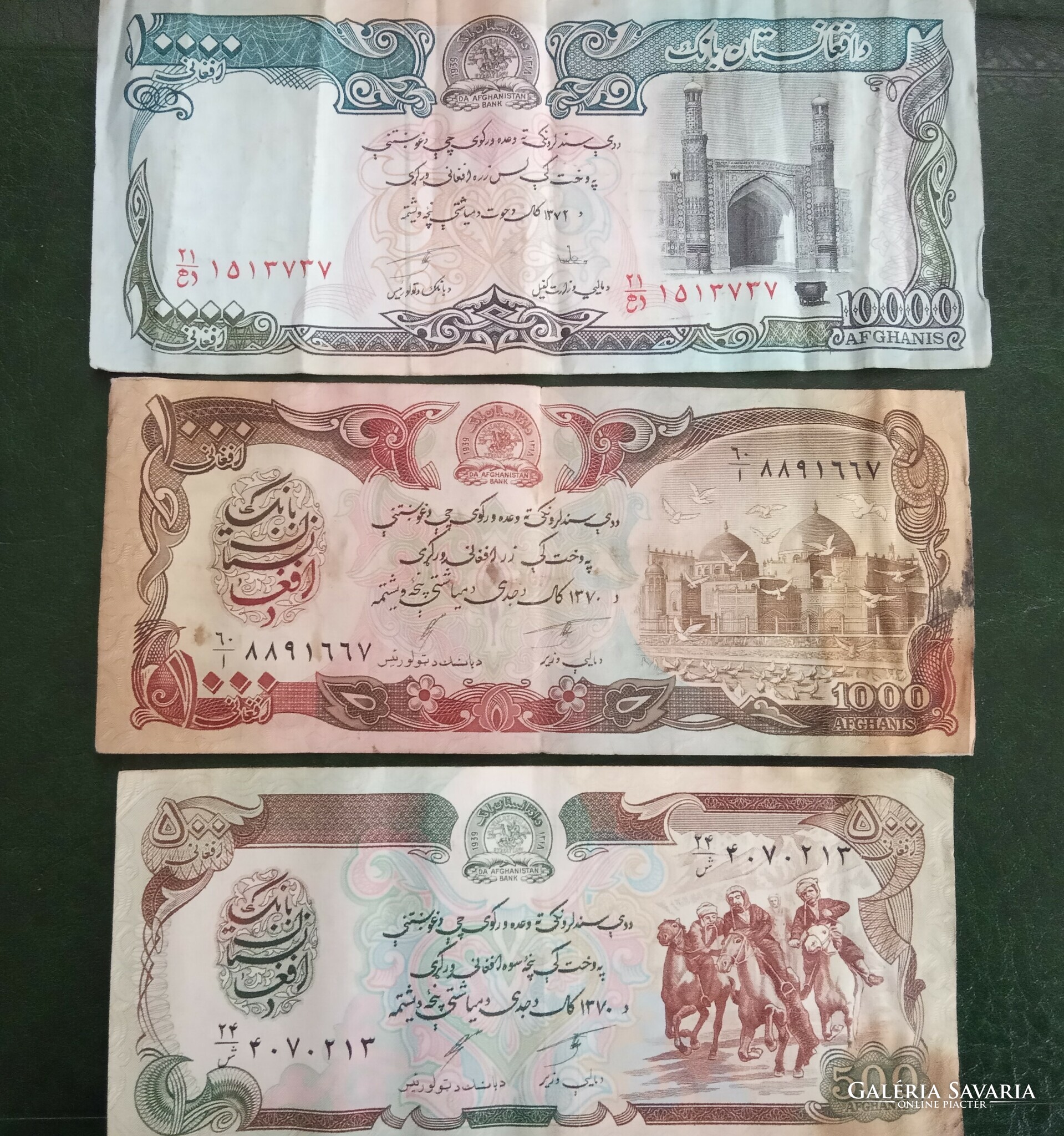 Afganisztán forgalmi bankjegyek 10000-1000-500-100-50-20-10 afghanis - Numizmatika, Pénz, Érme ...