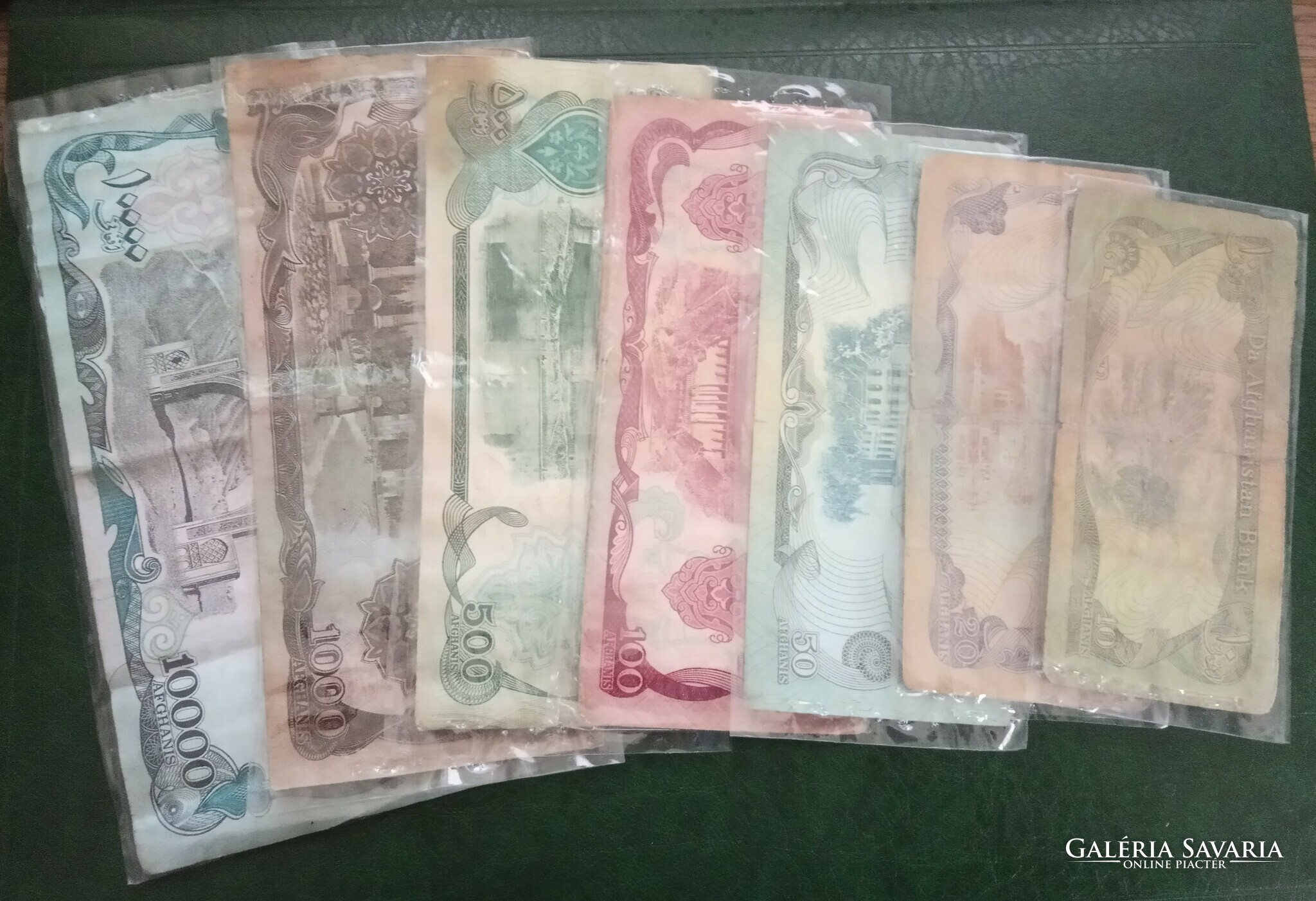 Afganisztán forgalmi bankjegyek 10000-1000-500-100-50-20-10 afghanis ...