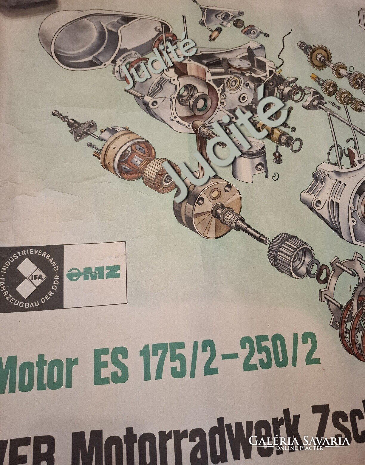 Exploded technical drawing of Mz-175-250 engine, transmission ...