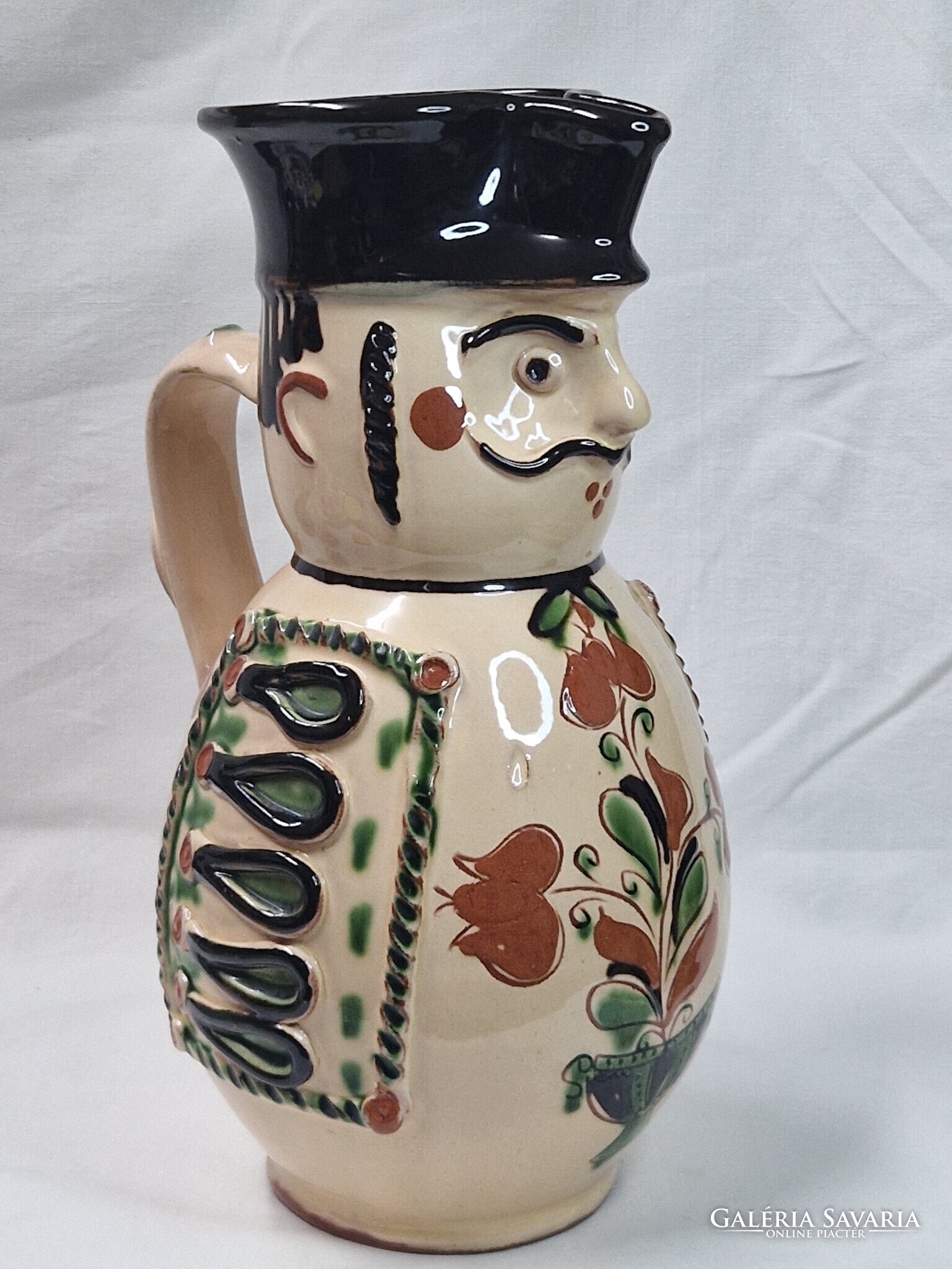 Ritka jelzett nagy méretű mázas kerámia Miska kancsó hibátlan ...