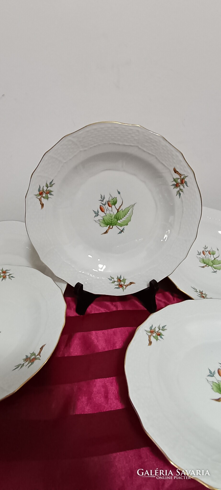Herendi Hecsedli - csipkebogyós 6 db 20.5cm-es tányér - Porcelán ...