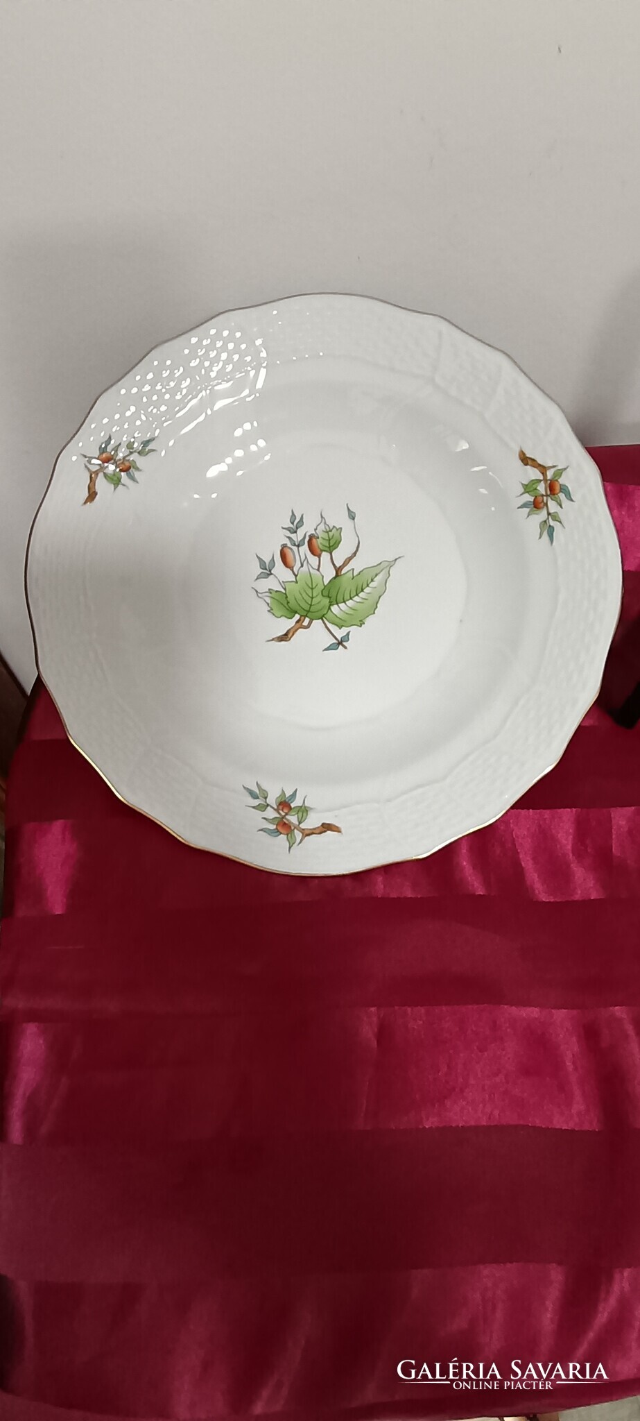 Herendi Hecsedli - csipkebogyós 6 db 20.5cm-es tányér - Porcelán ...