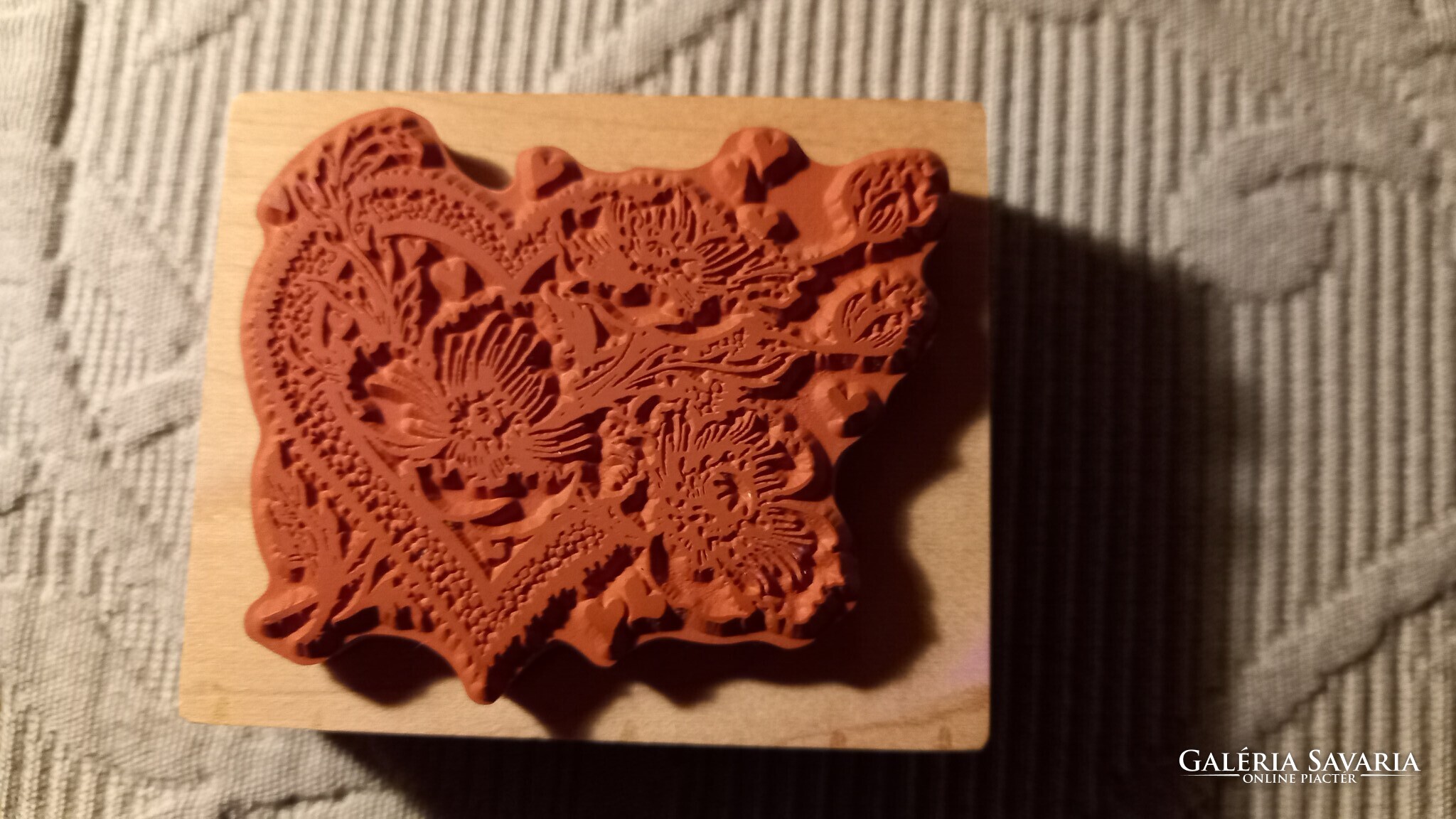 Szív virágokkal fa gumi stempli - Santa Rosa Made in USA 1996 - Otthon ...