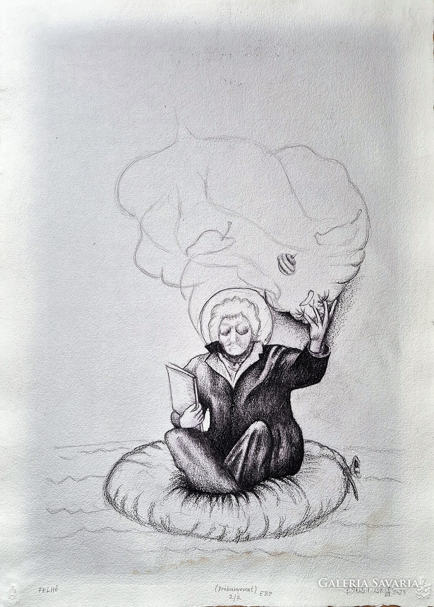 Ef Zámbó István - Felhő 84 x 60 EBP, merített papír - Festmény ...