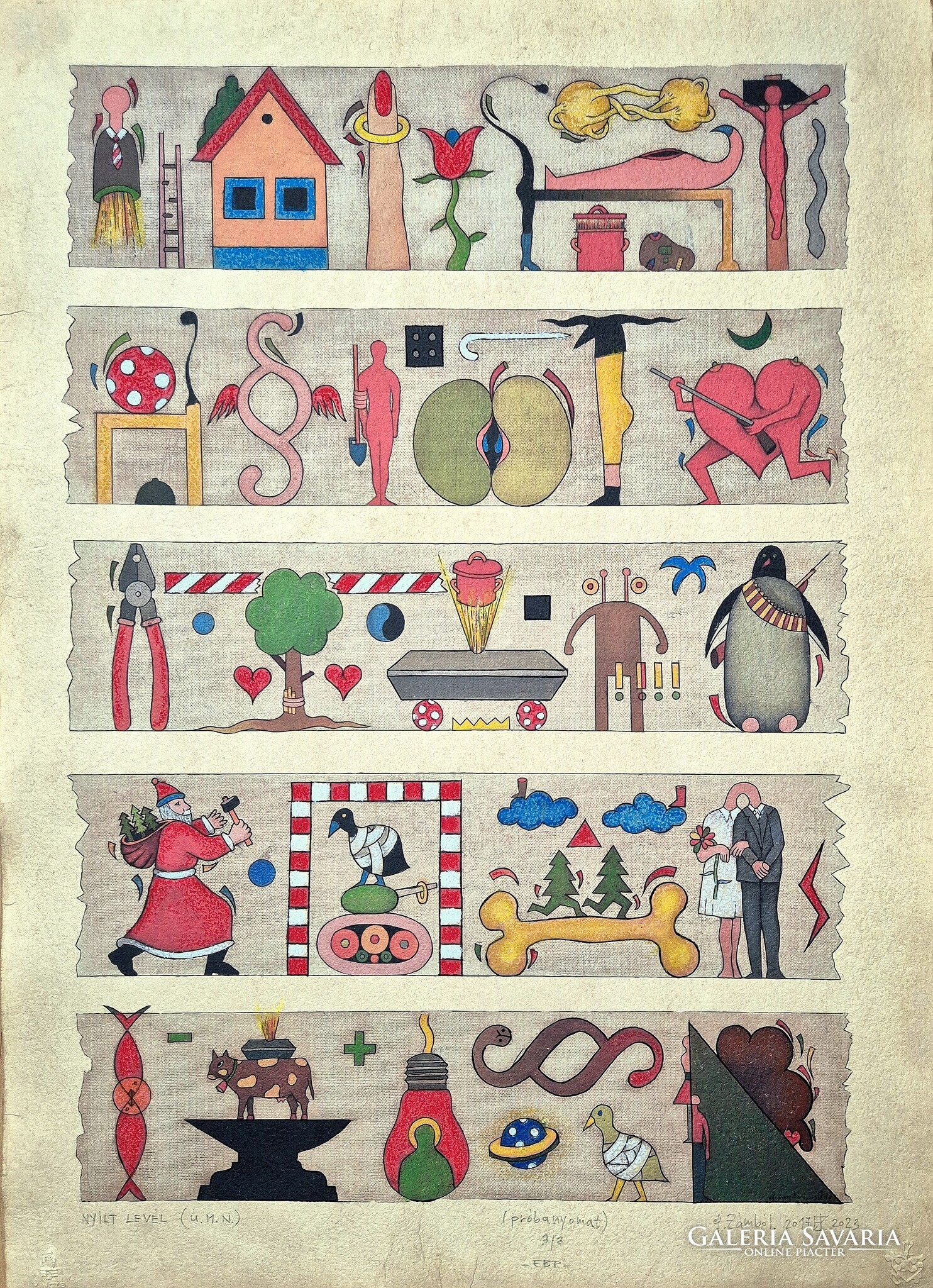 Ef Zámbó István - Nyílt levél 84 x 60 cm EBP, merített papír - Festmény ...