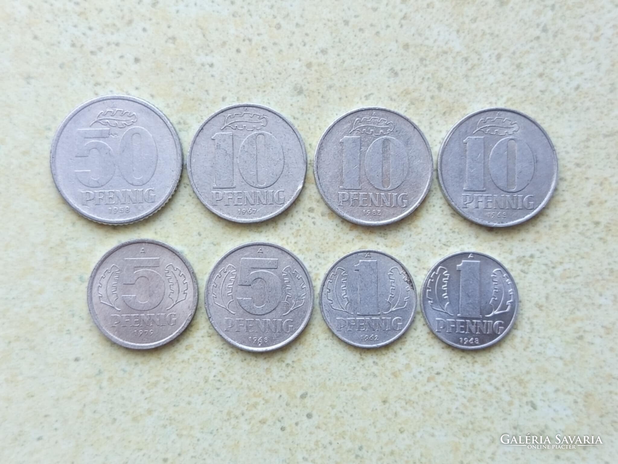 Németország NDK 8 db Különböző Érme 1,5,10,50 Pfennig 1958-1983 ...
