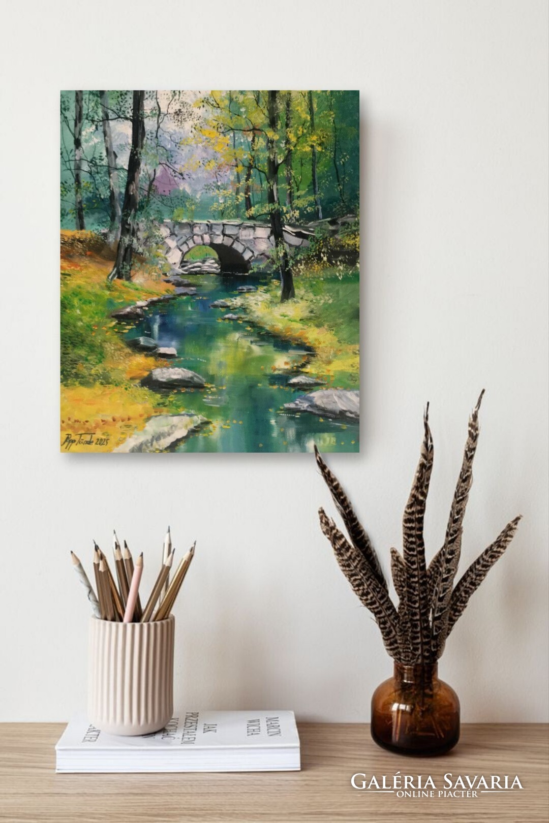 Titkos híd az erdő mélyén c. Kortárs olajfestmény - Festmény | Galéria ...