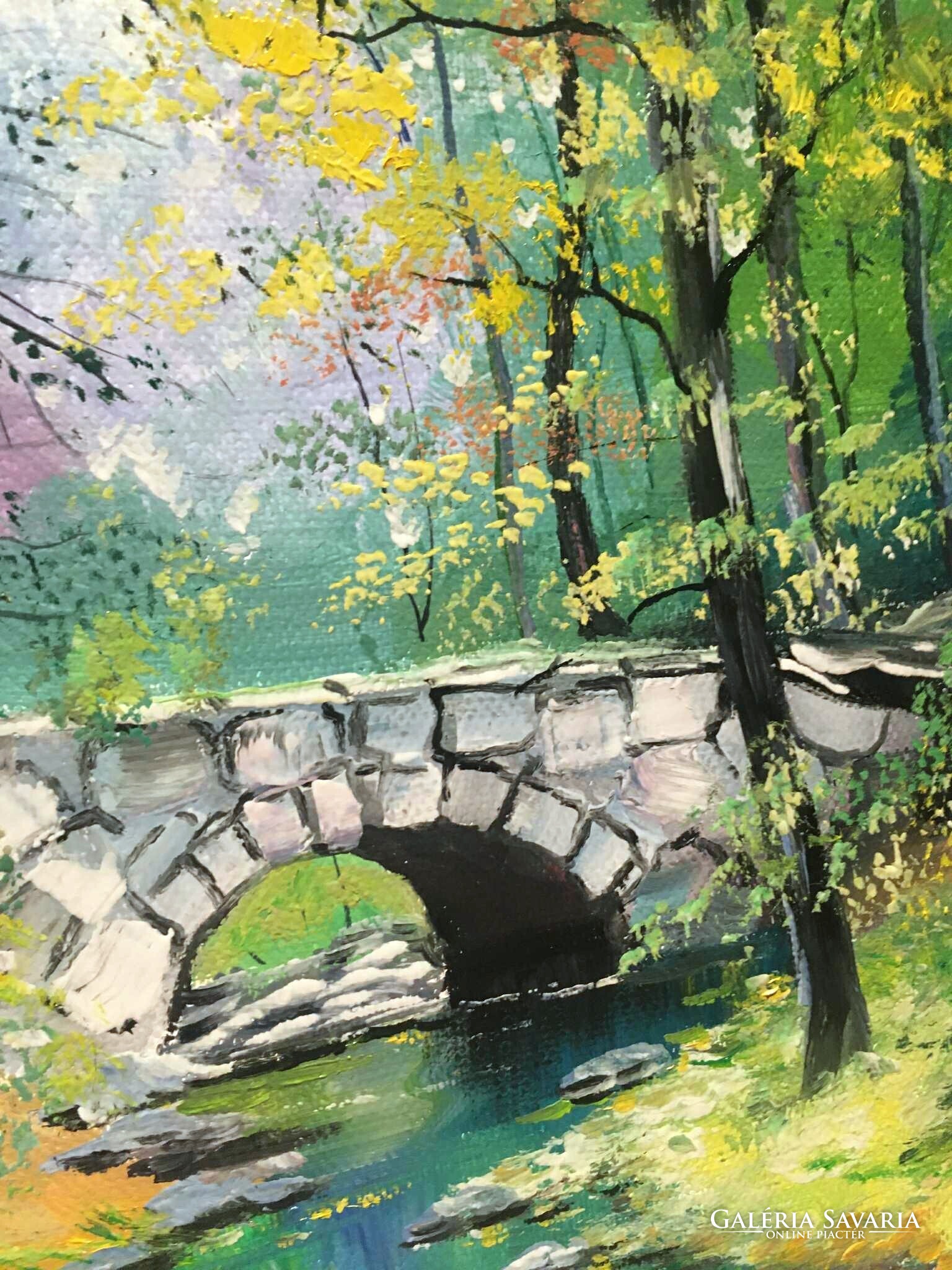 Titkos híd az erdő mélyén c. Kortárs olajfestmény - Festmény | Galéria ...