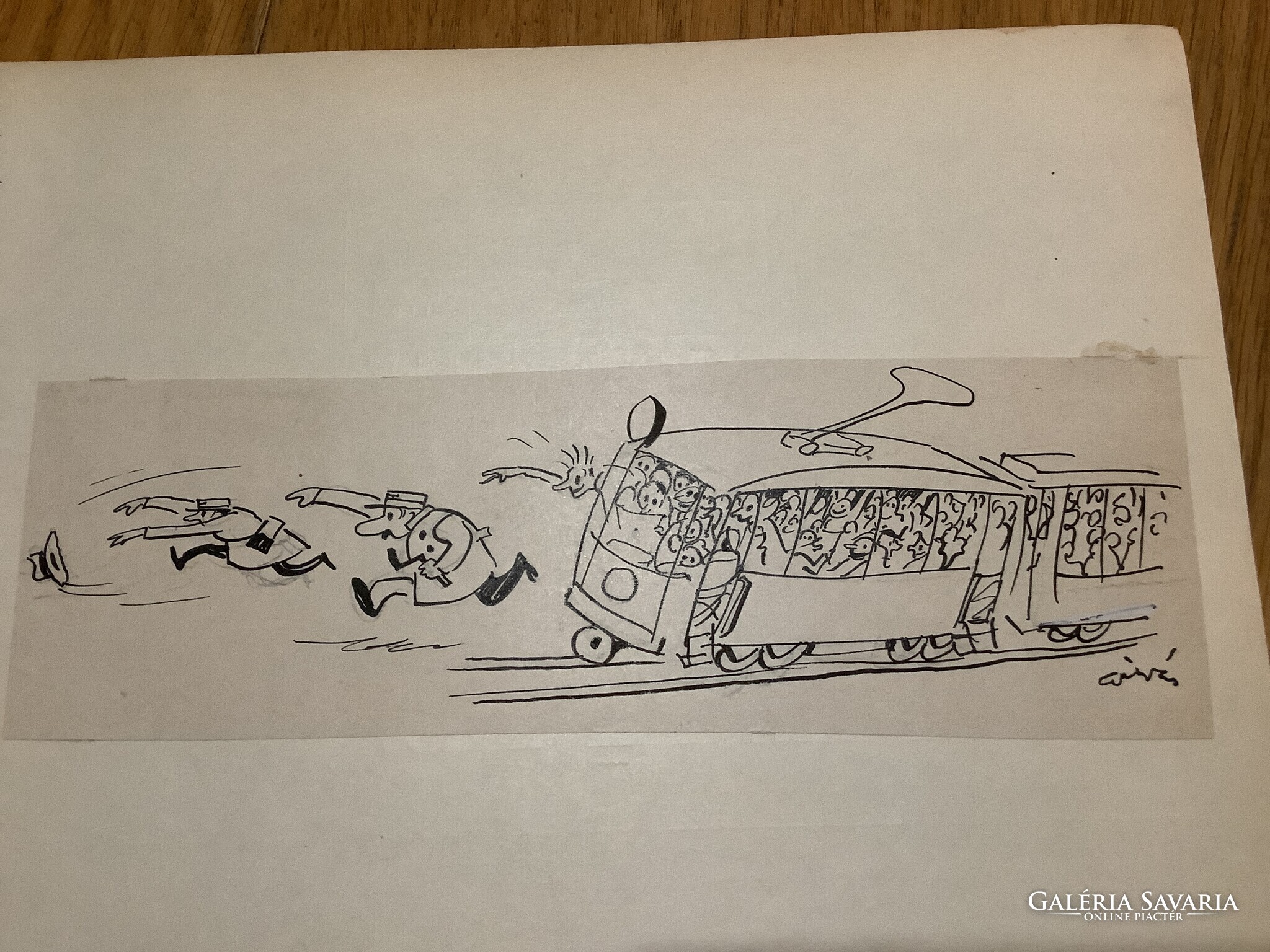 Gáspár Antal eredeti karikatúra rajza a Szabad Száj c. lapnak 21 x 7 cm ...