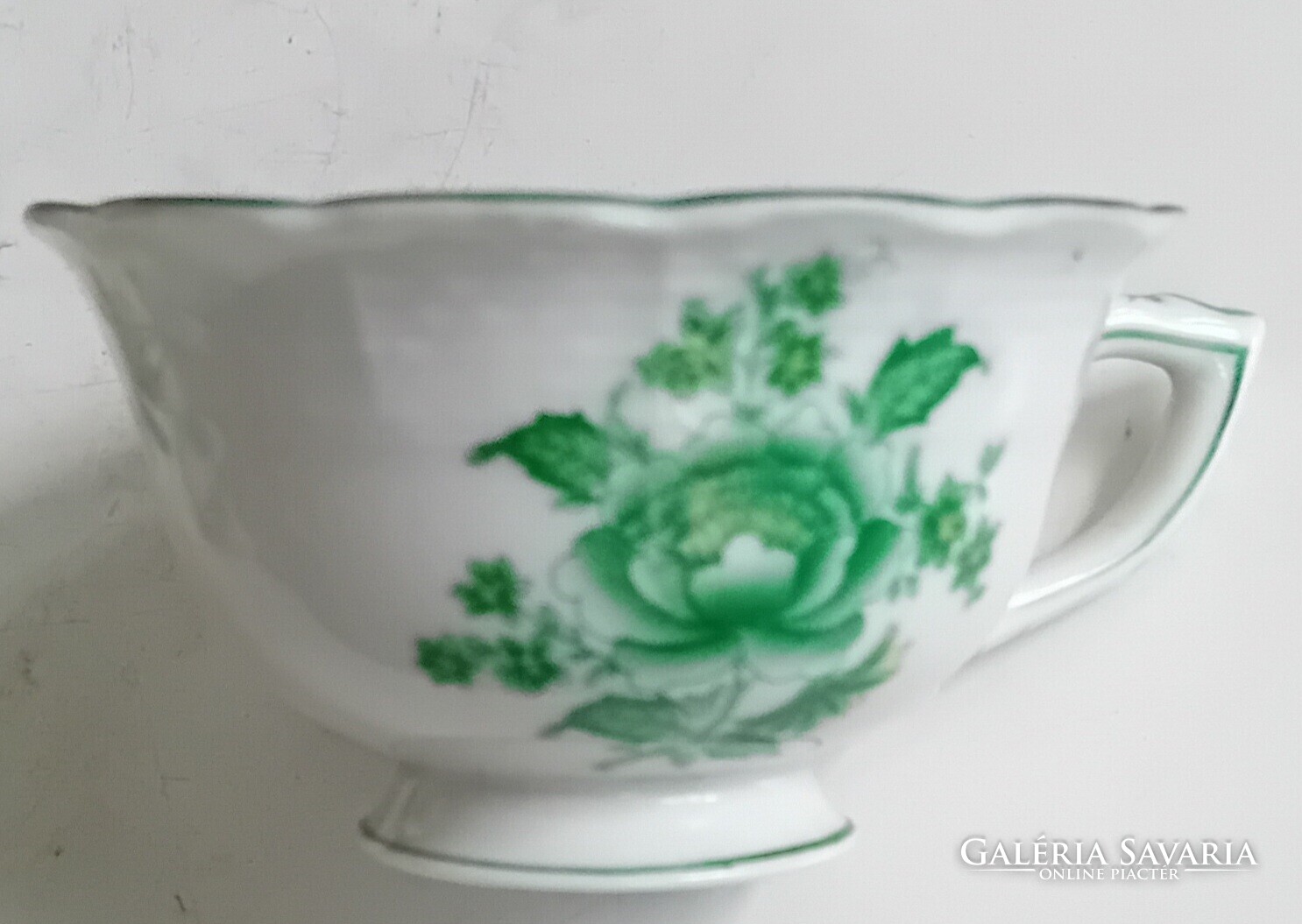 Herendi kávés mokkás készlet zöld Nanking mintával , koronás címerrel ...