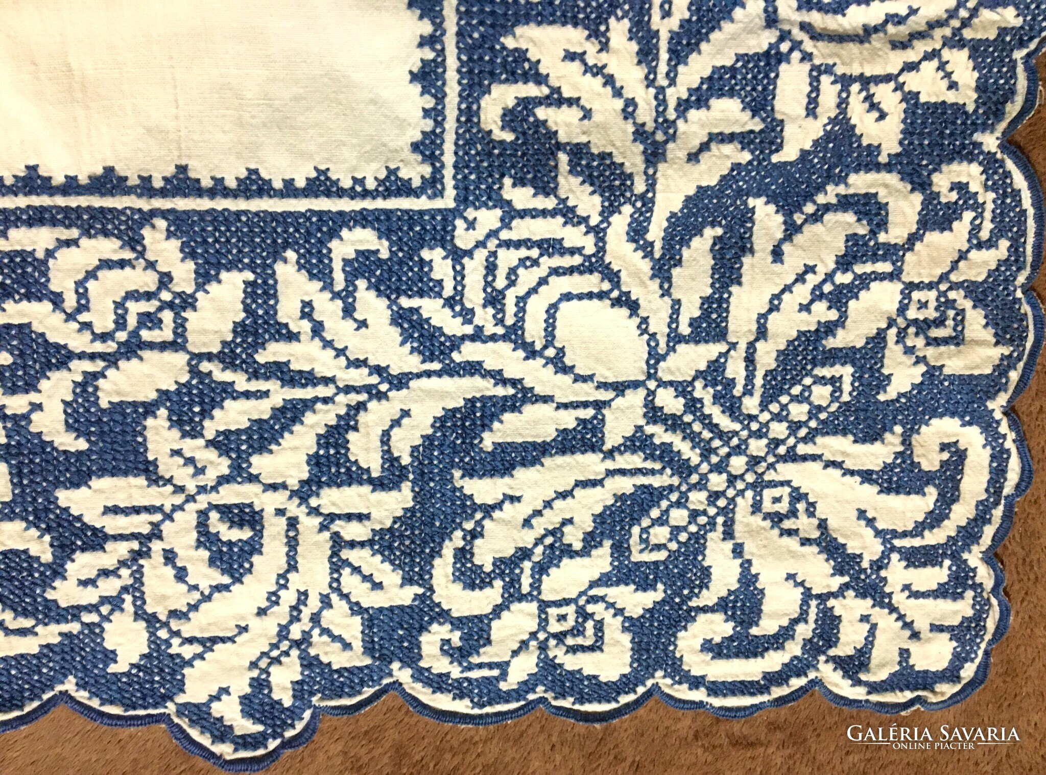 Antik csodaszép hímzett len vászon nagy terítő 100 % kézimunka kézzel ...
