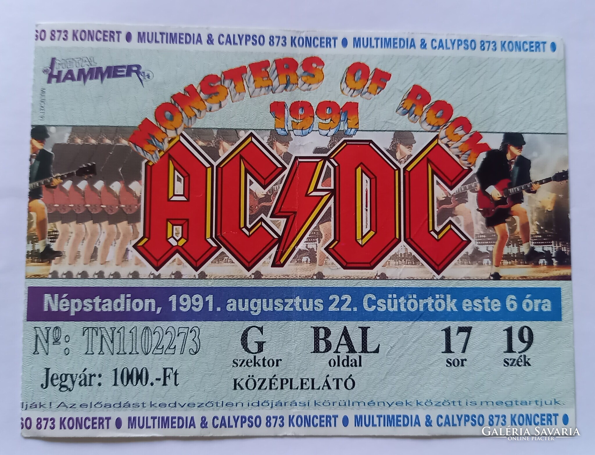 AC/DC 1991 Népstadion koncertjegy - Gyűjtemény | Galéria Savaria online ...