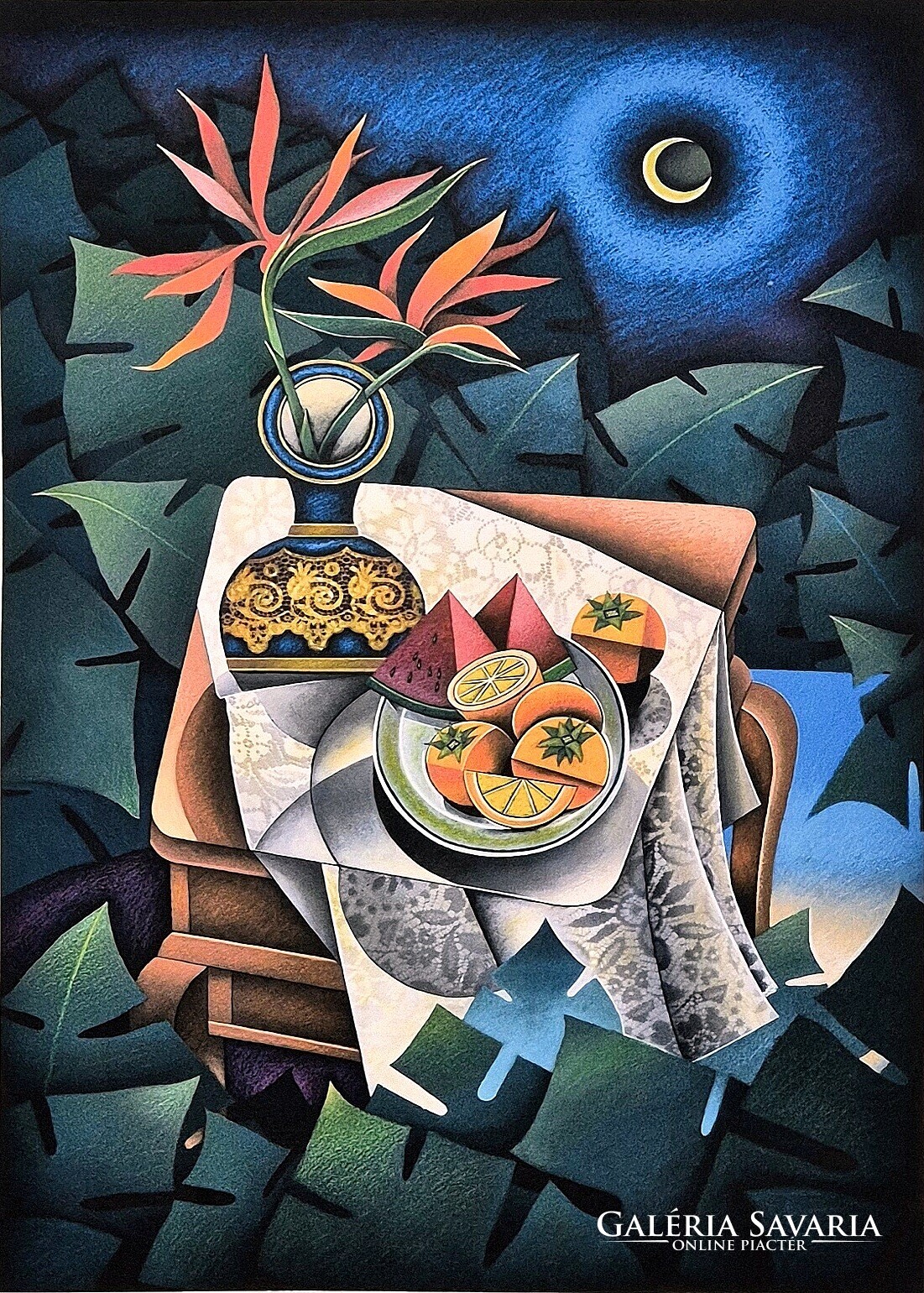 Vinkó Leó - Thai csendélet 2 ( Egy éjjel a trópusokon) 42 x 30 cm ...