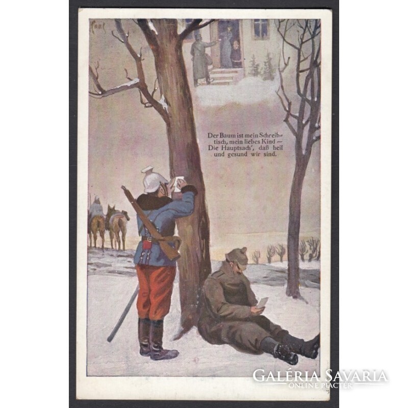 Ausztria,Katonák levél írása - Honvágy tematikájú katonai képeslap 1916 ...
