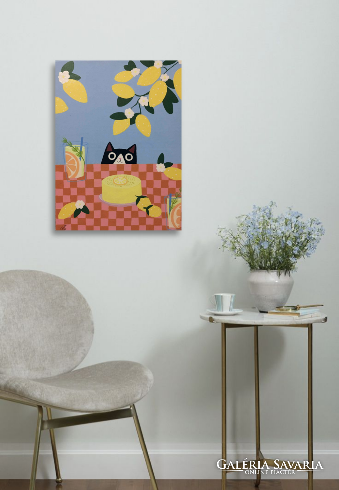 Citromos meglepetés c. Modern cicás festmény - Festmény | Galéria ...