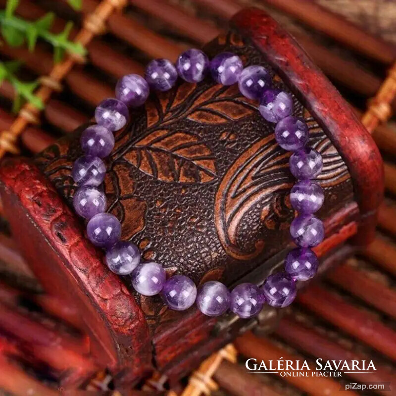 CSÍKOS AMETISZT ÁSVÁNY KARKÖTŐ 8 mm - S GYÖNGYBŐL KÉSZÜLT. - Ékszer ...